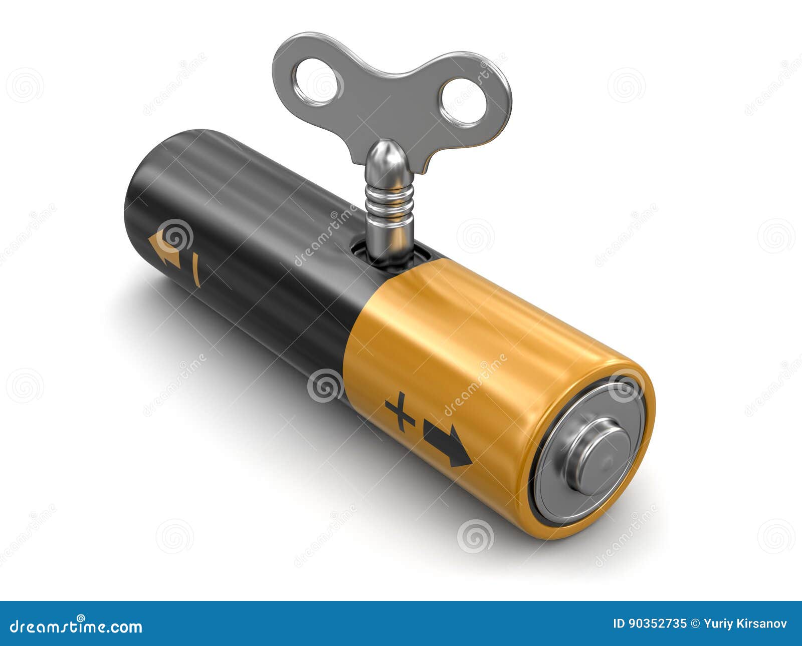 Battery with Winding key stock illustration. Illustration of charge ...