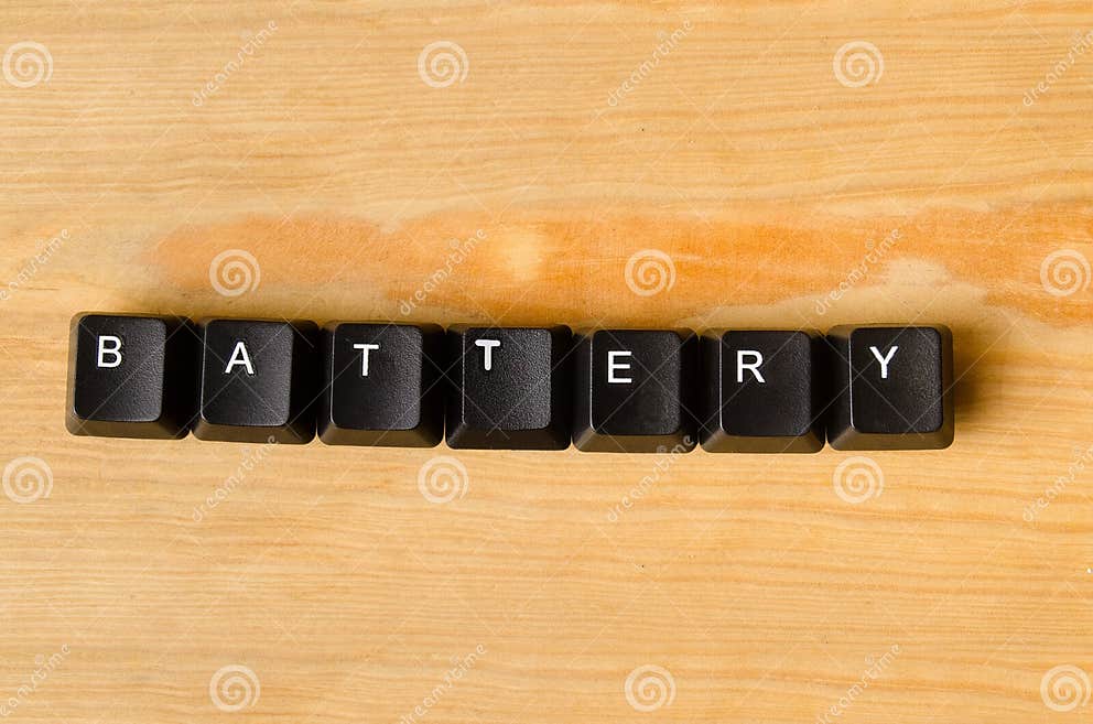 Battery word stock photo. Image of buttons, letters, quote - 85508738