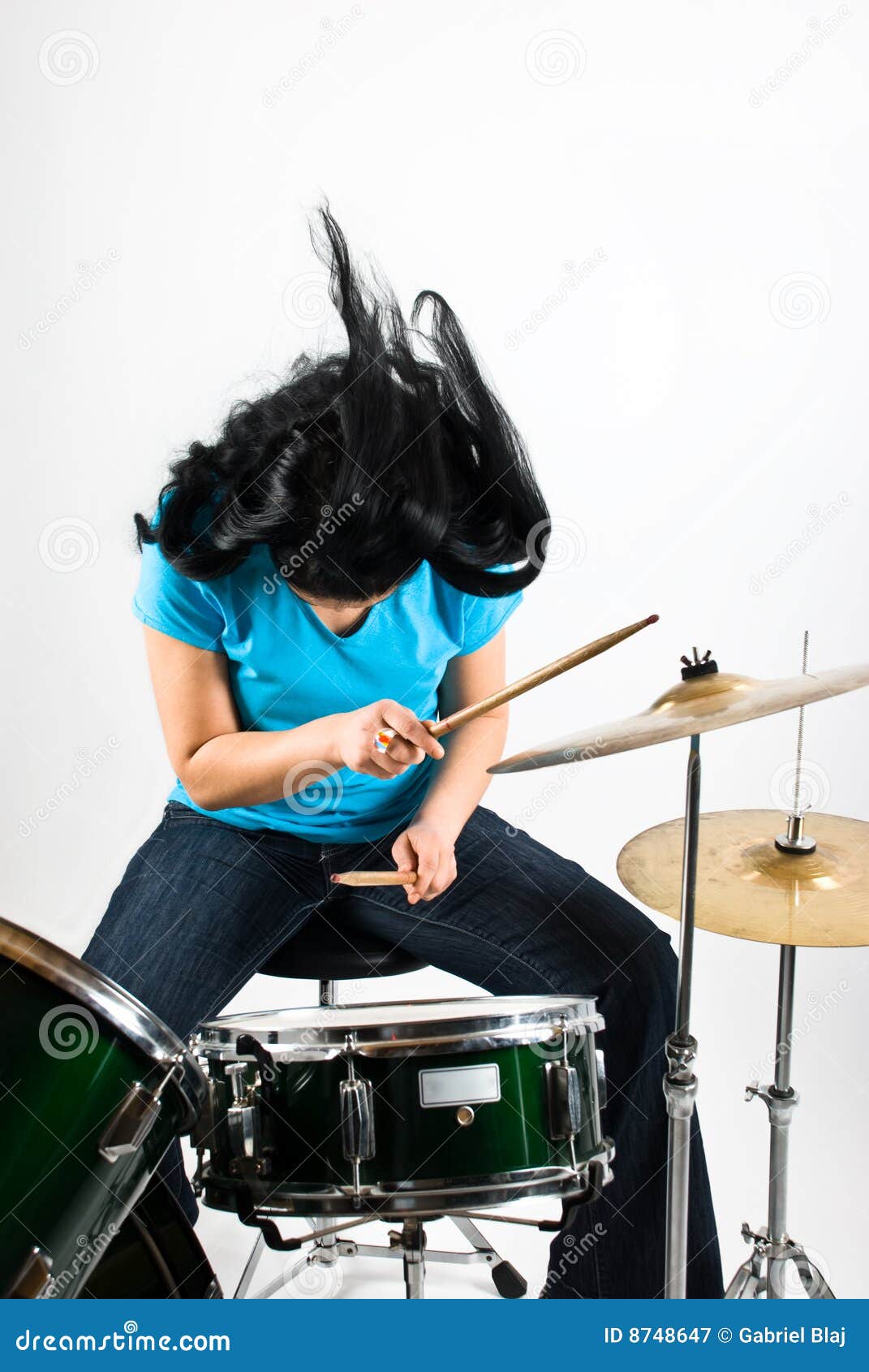 Batteur image stock. Image du action, cymbales, fille - 8748647