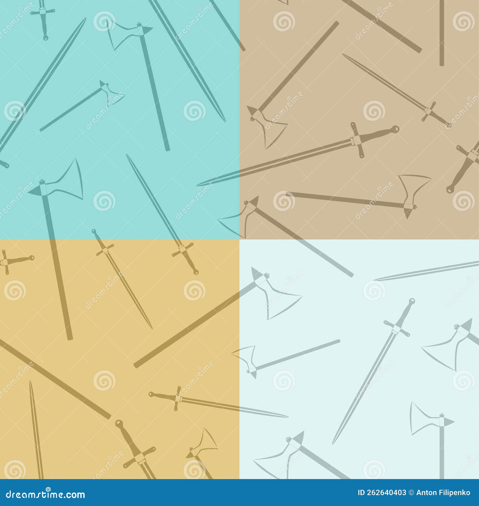 Battle Axe and Medieval Sword. Seamless Pattern. Weapon Texture Stock ...