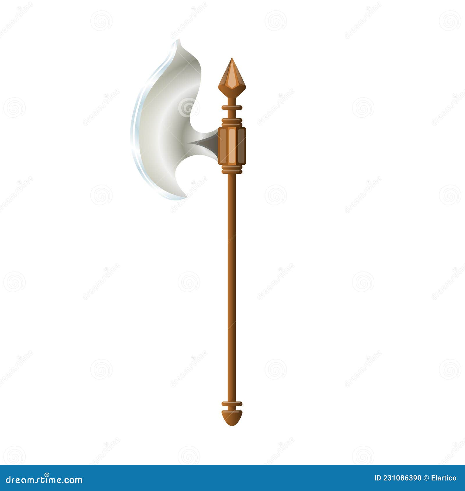 Battle Axe Weapon of Warrior. Colorful Graphic Design Element for Game ...