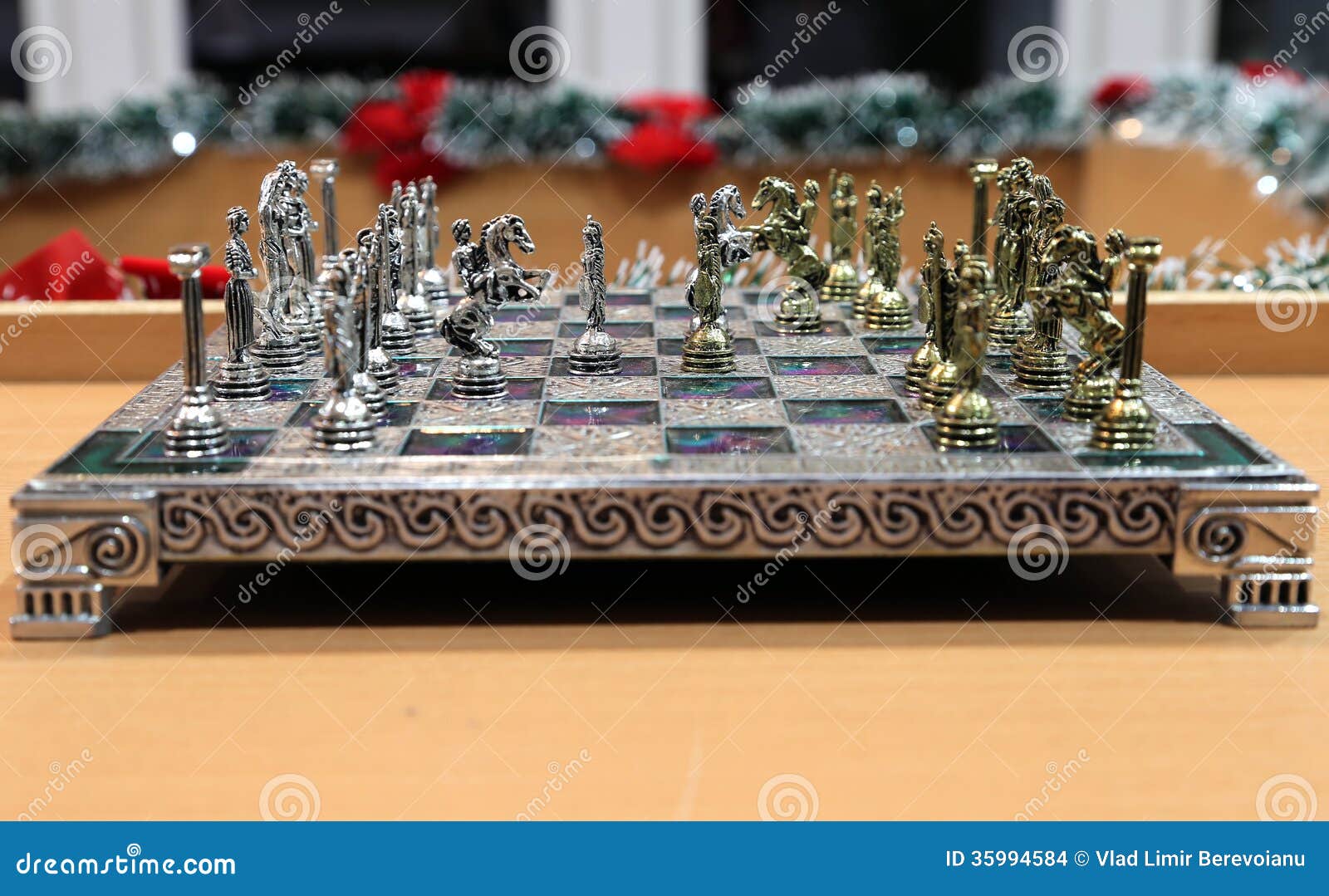 Ornate Battle Metal Chess Board Stock Photo - Image of smart, battle ...