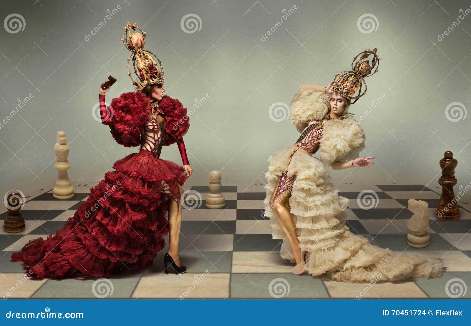 Battle of Chess Queens on Chess Board Stock Photo - Image of female ...