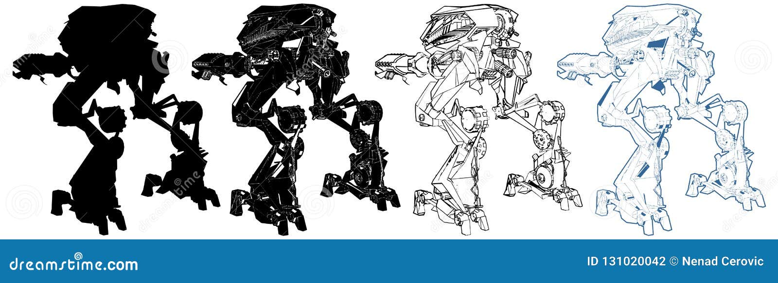 Battle Combat Robot Isolated on the White Vector Stock Vector ...