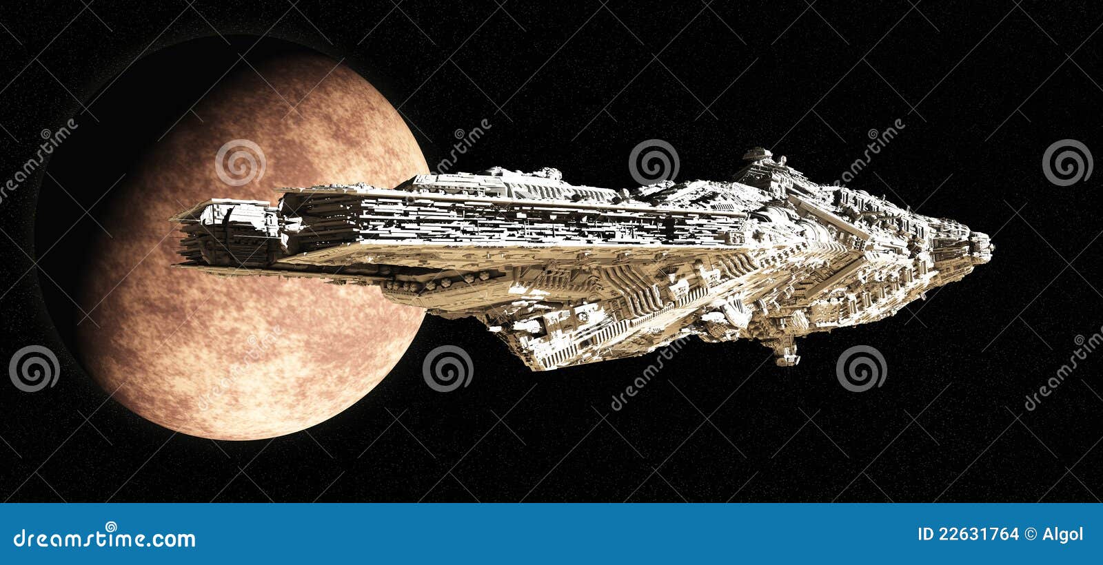 Battle Cruiser Leaving Orbit Stock Illustration - Illustration of alien ...