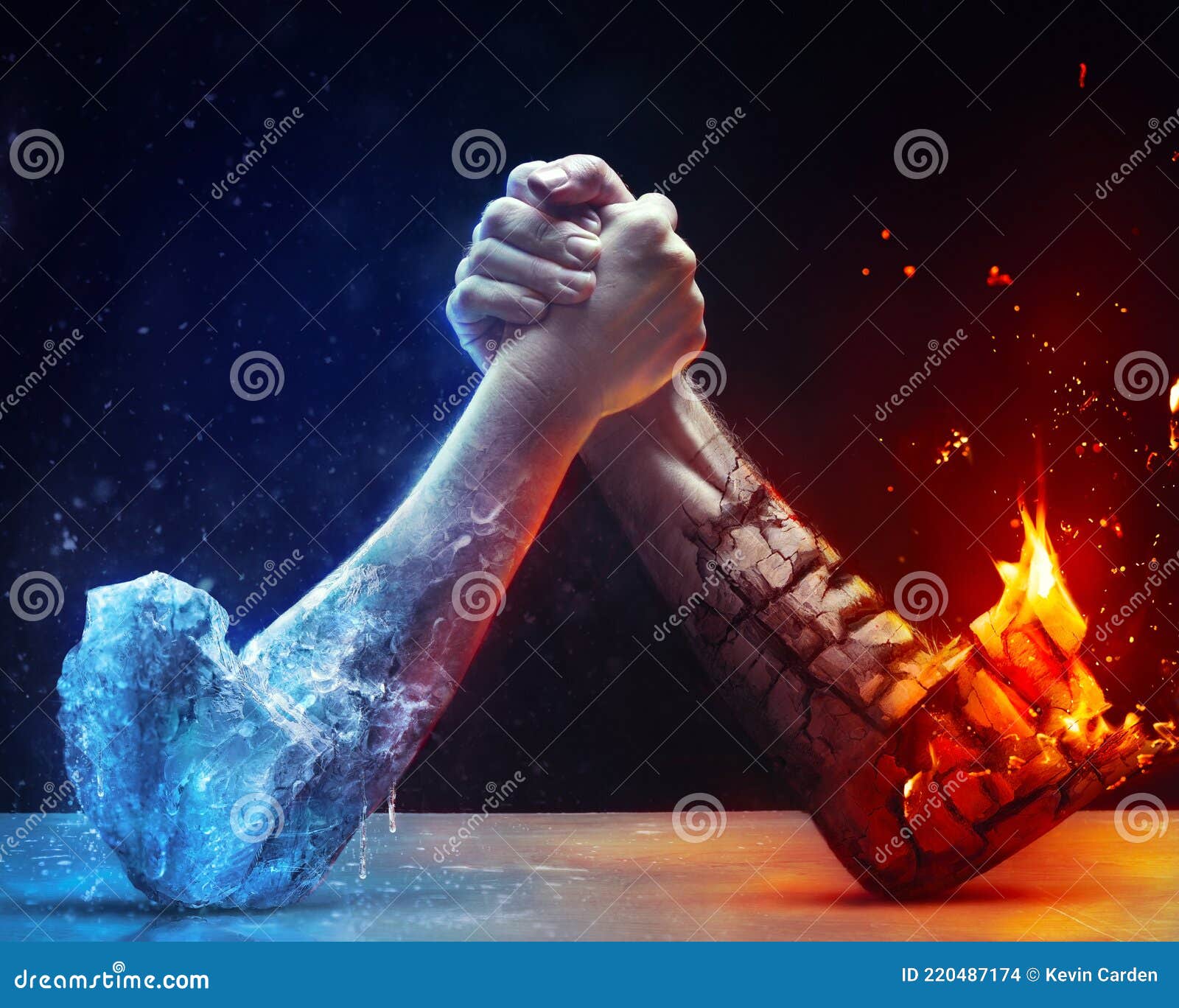 Battle between Fire and Ice Stock Illustration - Illustration of people ...