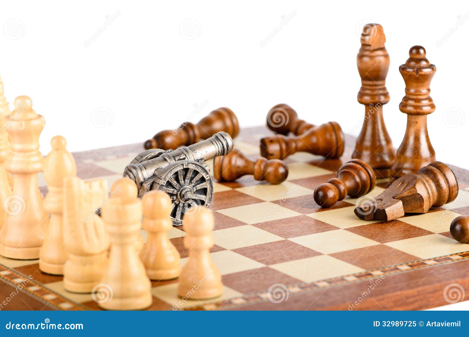 Battle with a Gun on a Chess Board Stock Image - Image of thinking ...