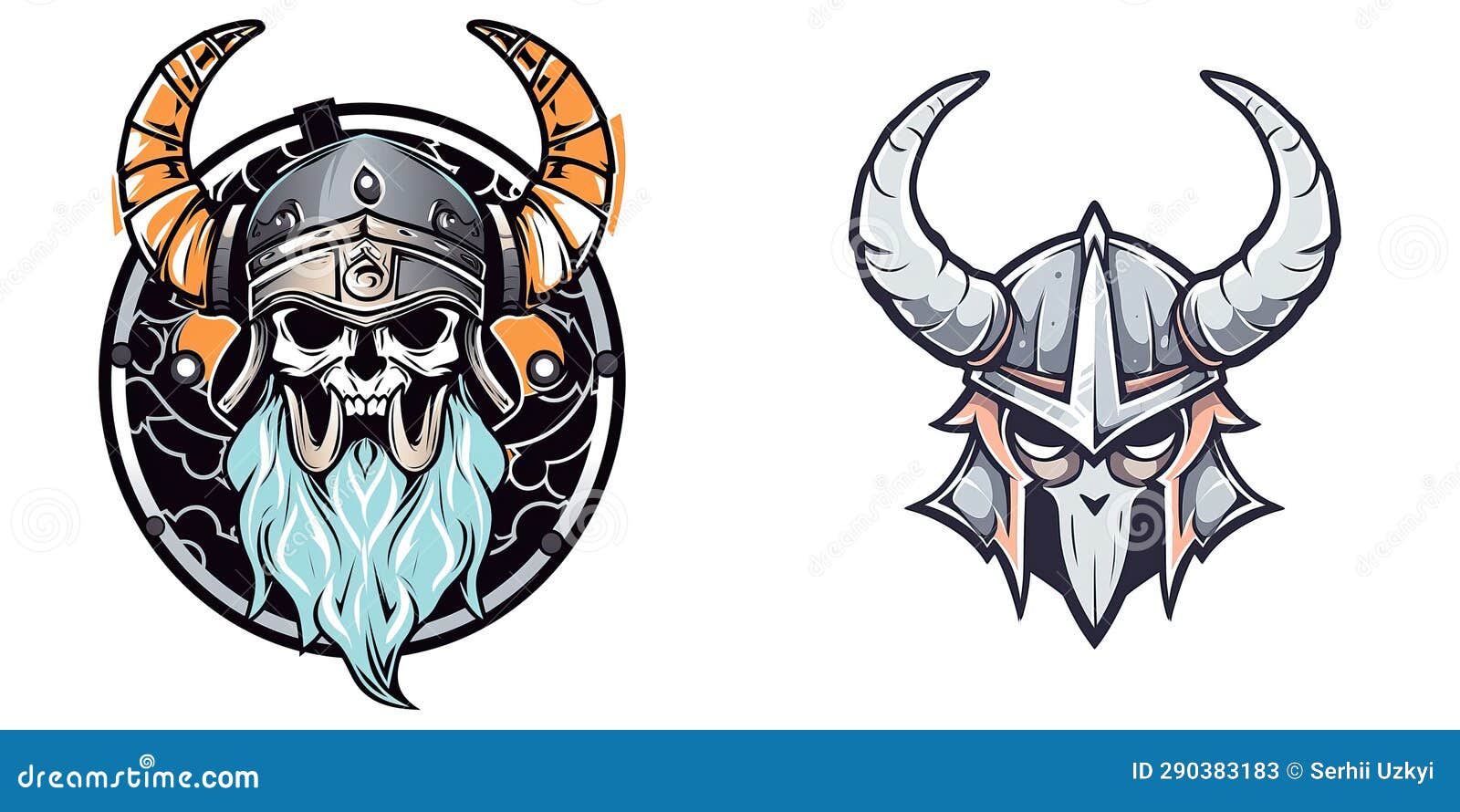 Battle Helmet Warrior Viking Logo 2D AI Generated Stock Illustration ...