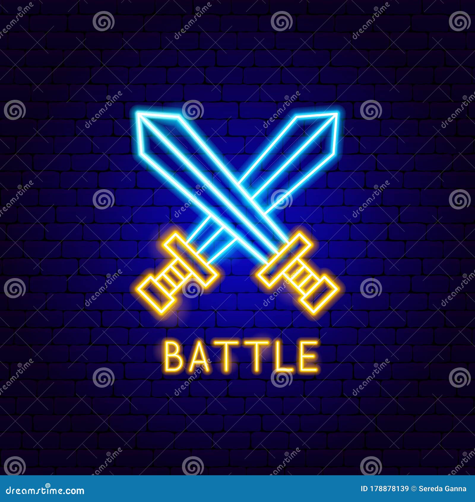 Battle Neon Label stock vector. Illustration of esport - 178878139