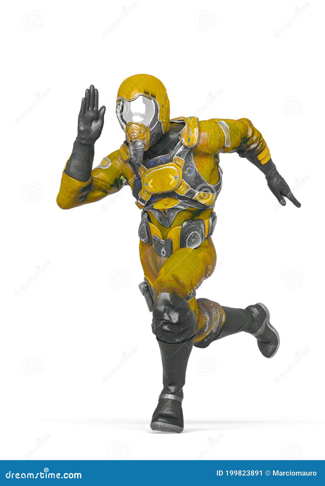 Battle Pilot is Running Fast in White Background Stock Illustration ...