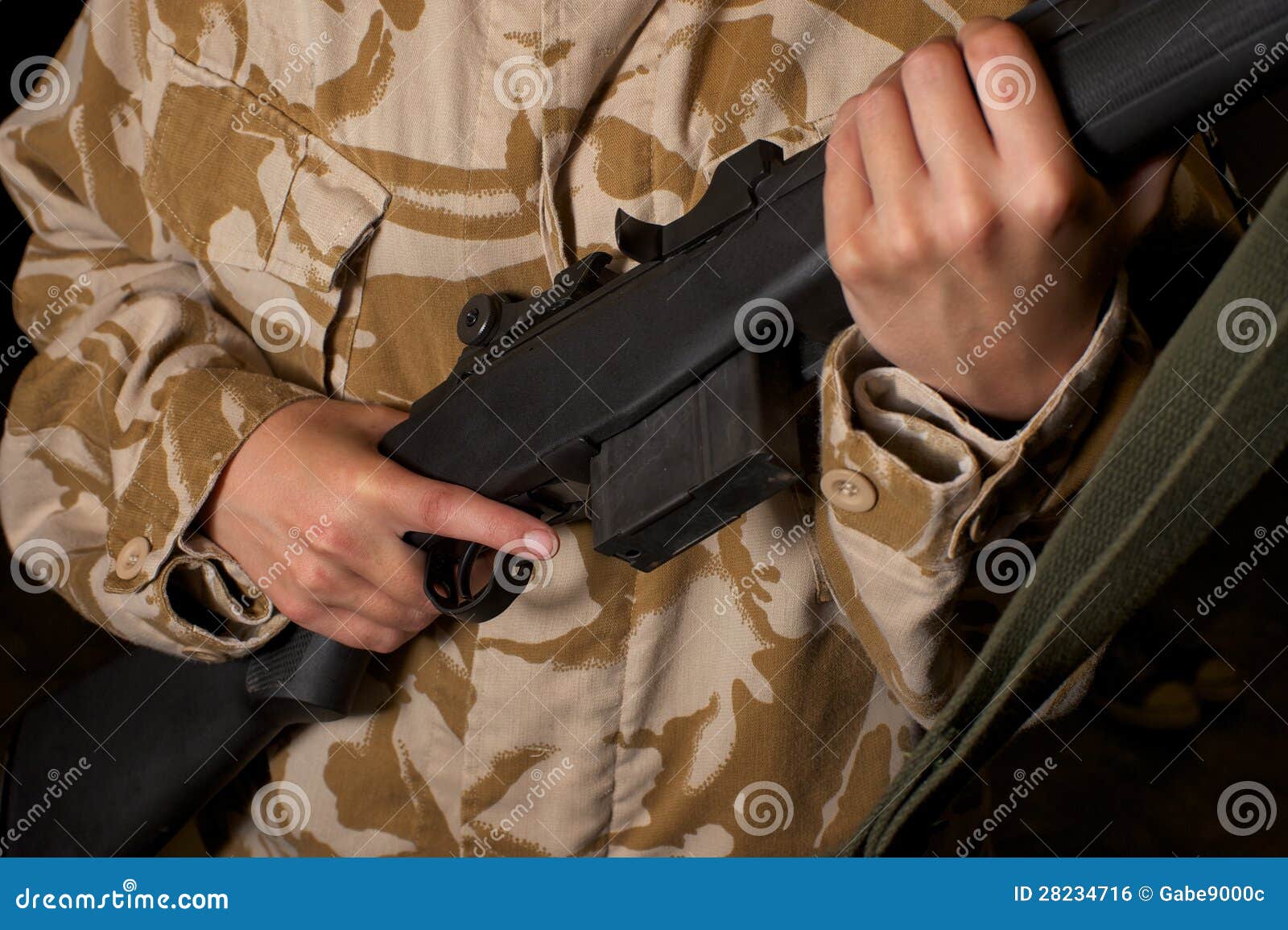 Battle rifle camouflage stock photo. Image of trigger - 28234716