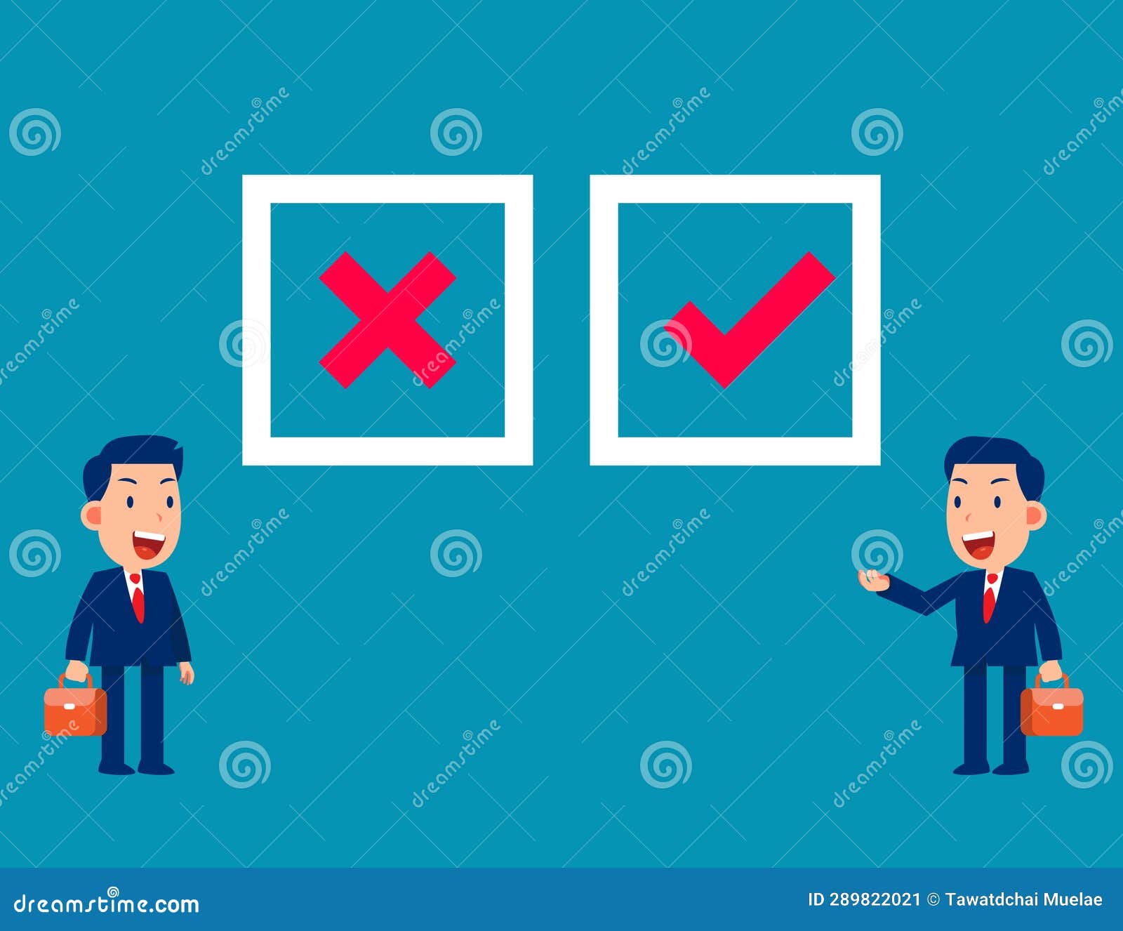 The Battle of Right and Wrong. Business Cartoon Vector Illustration ...
