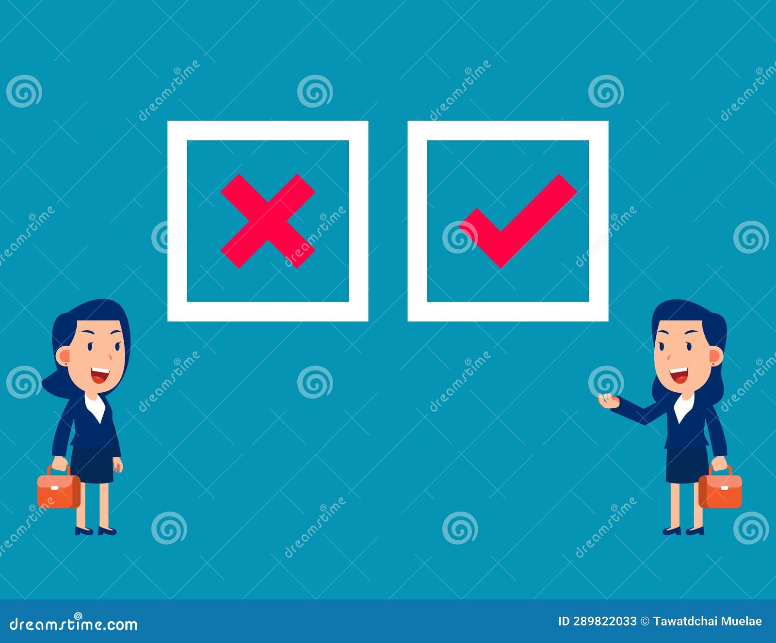 The Battle of Right and Wrong. Business Cartoon Vector Illustration ...