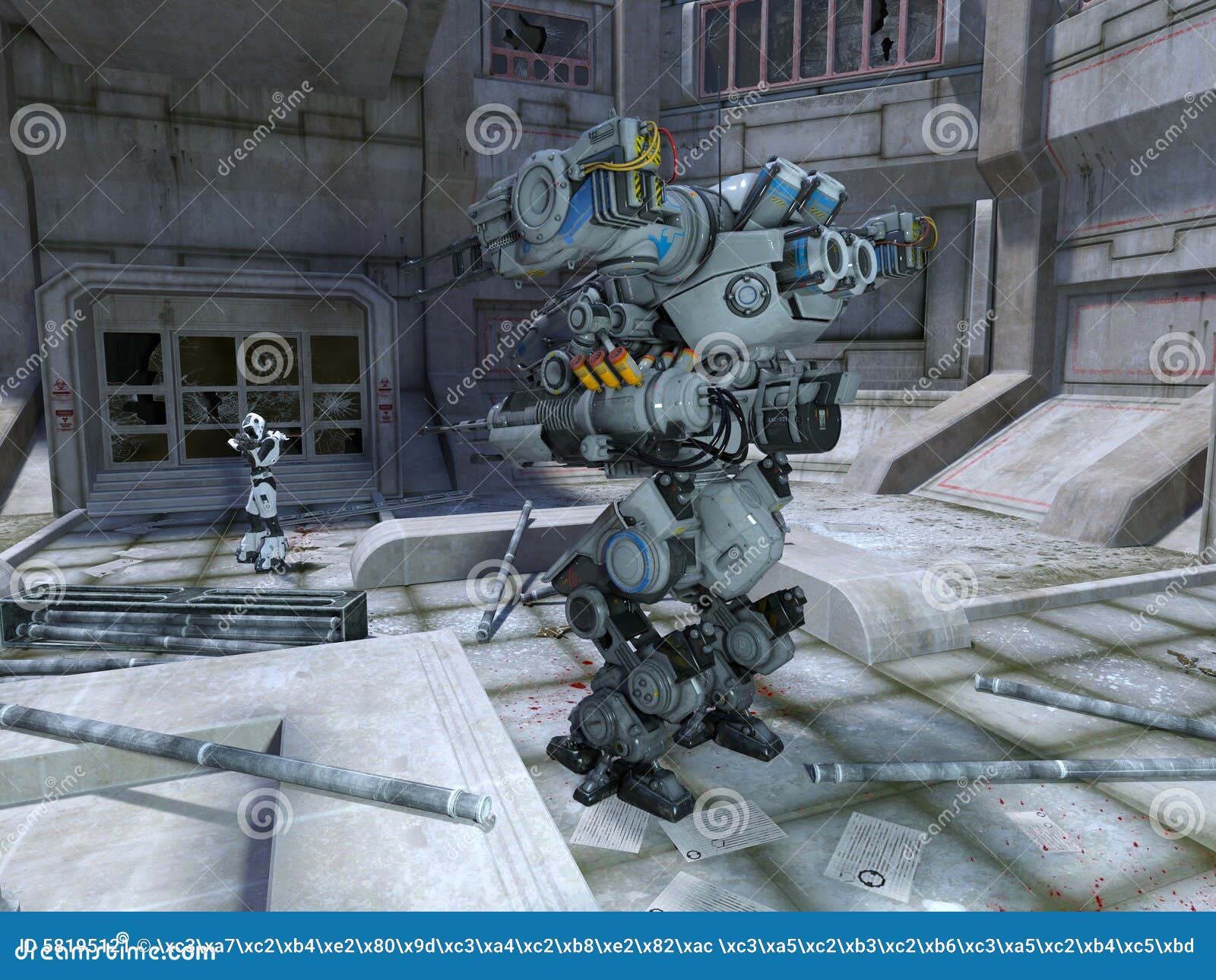 Battle robot stock illustration. Illustration of rocket - 58195121