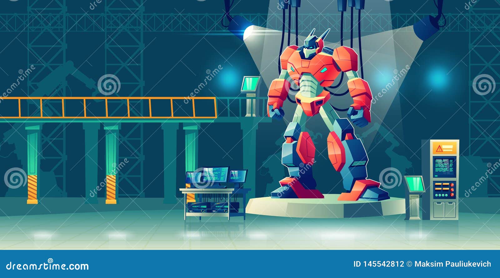 Battle Robot Transformer in Science Laboratory. Stock Vector ...