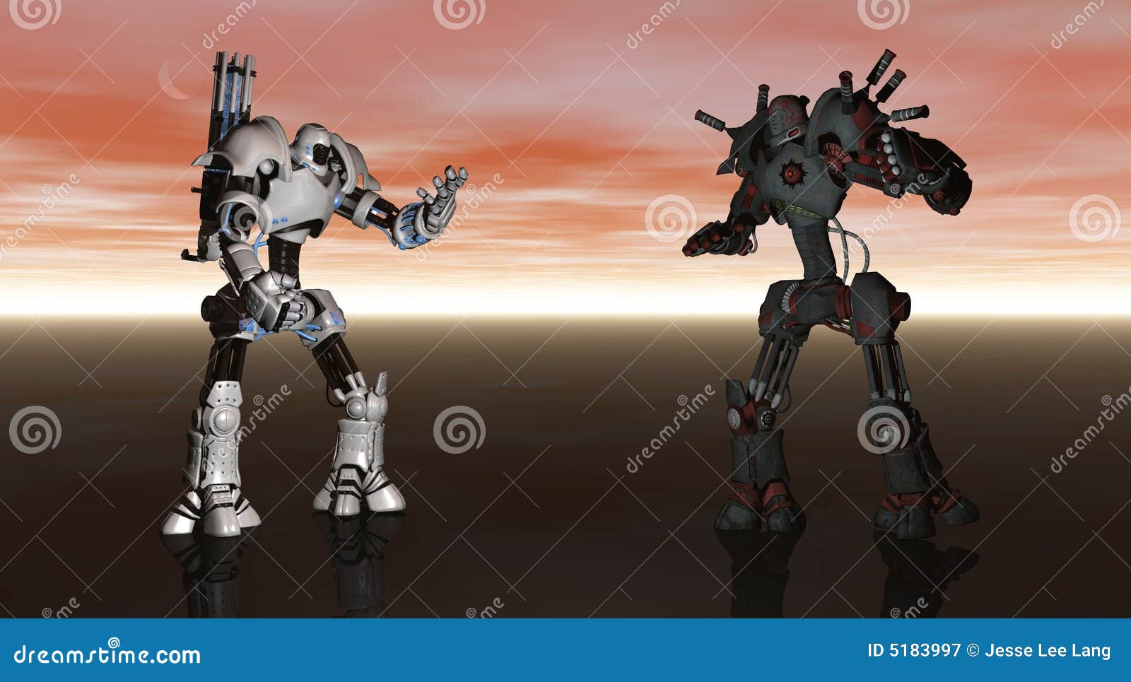 Battle Robots. Cartoon War Machines And Futuristic Soldier Exoskeleton ...