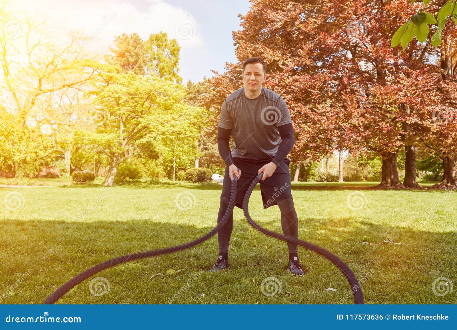 Battle Rope Functional Training Stock Photo - Image of health, outside ...
