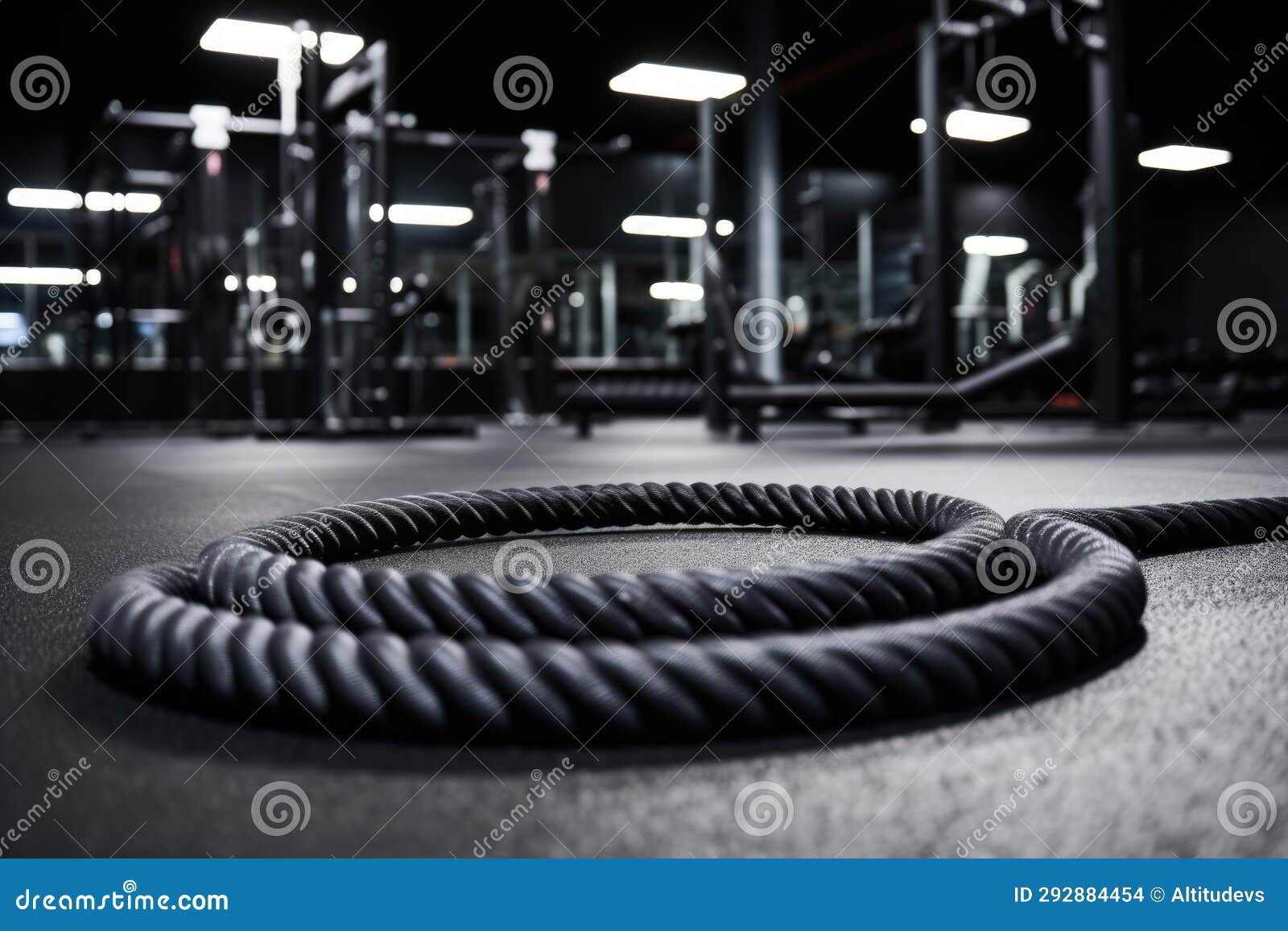 Battle Ropes on a Black Gym Floor Stock Photo - Image of generated ...