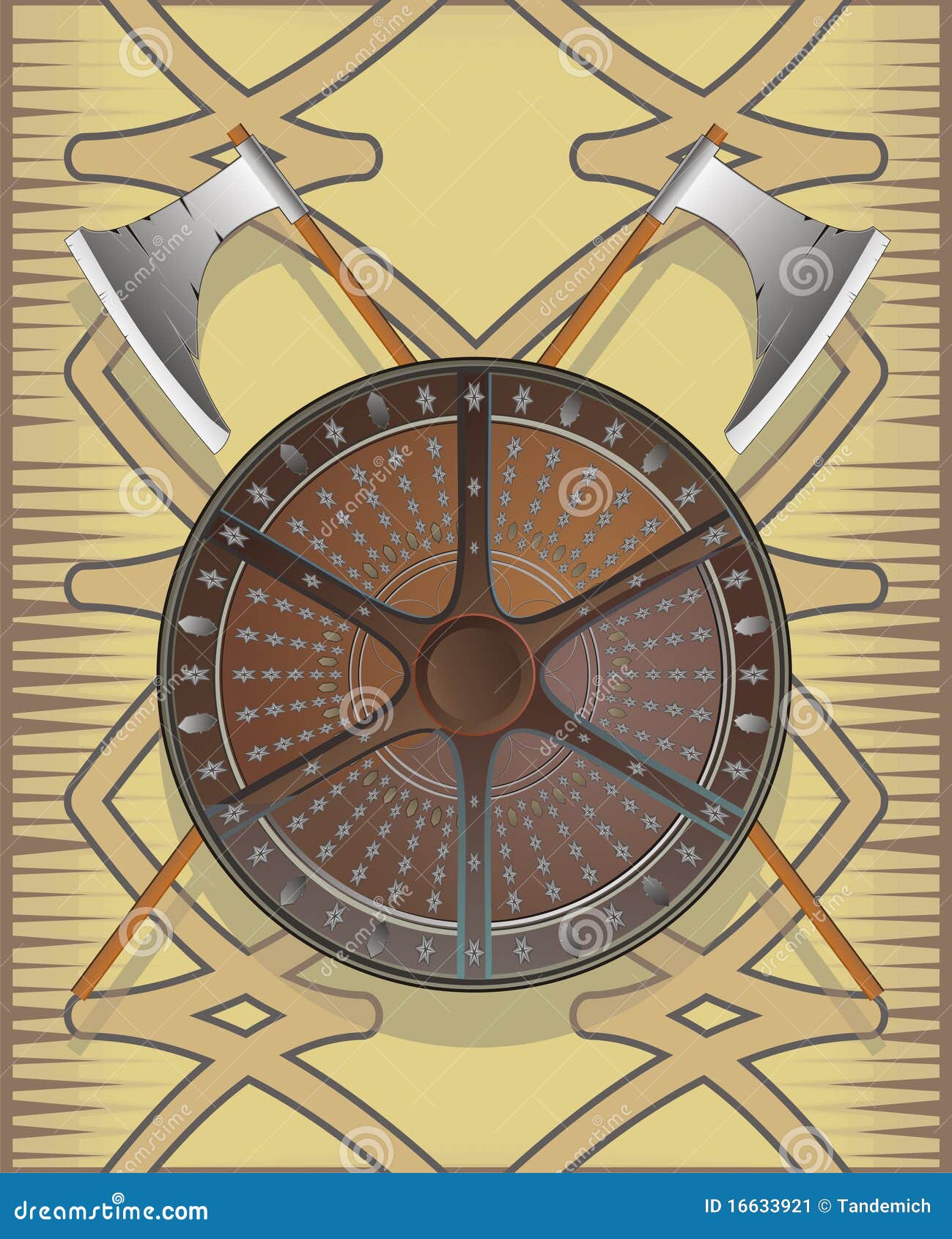 Battle shield with axes stock illustration. Illustration of military ...