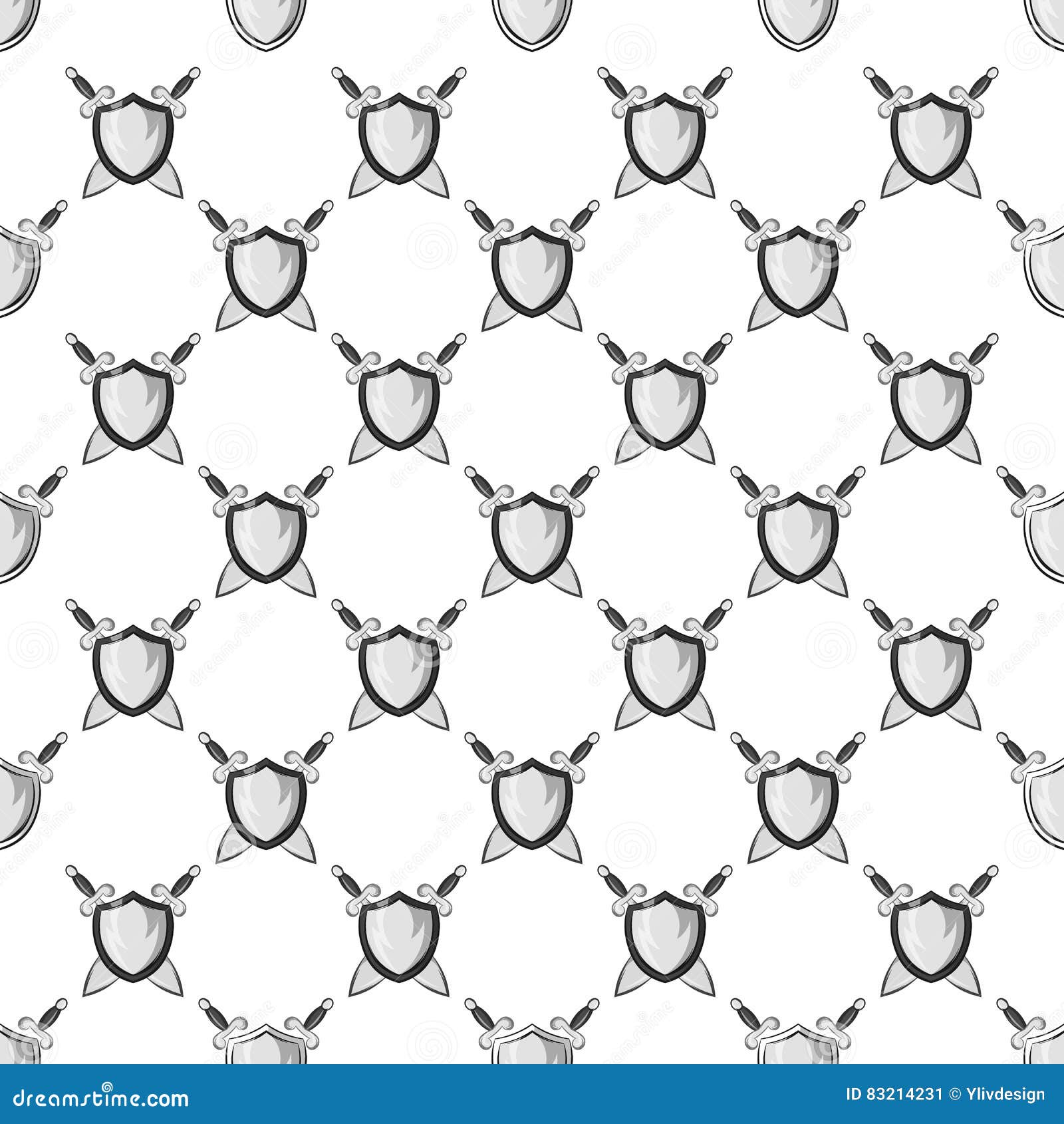 Battle Shield with Swords Seamless Pattern Stock Vector - Illustration ...