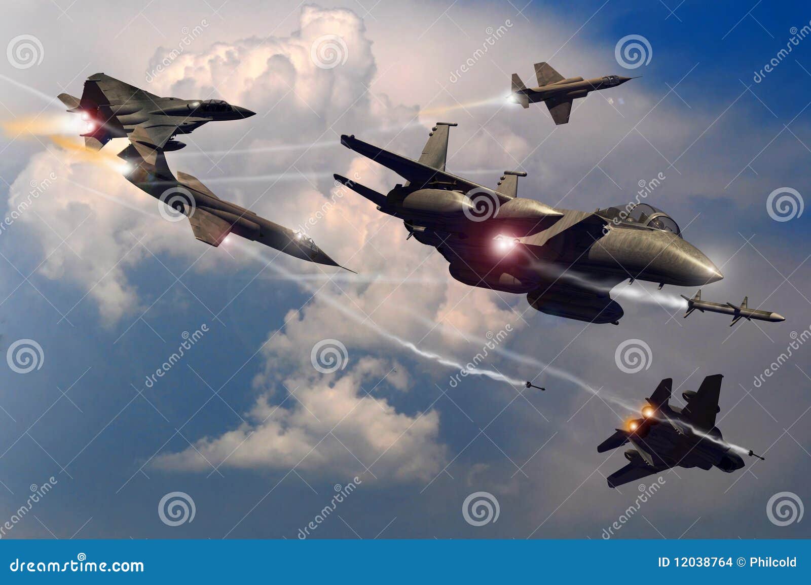 Battle in the sky stock illustration. Illustration of f104 - 12038764