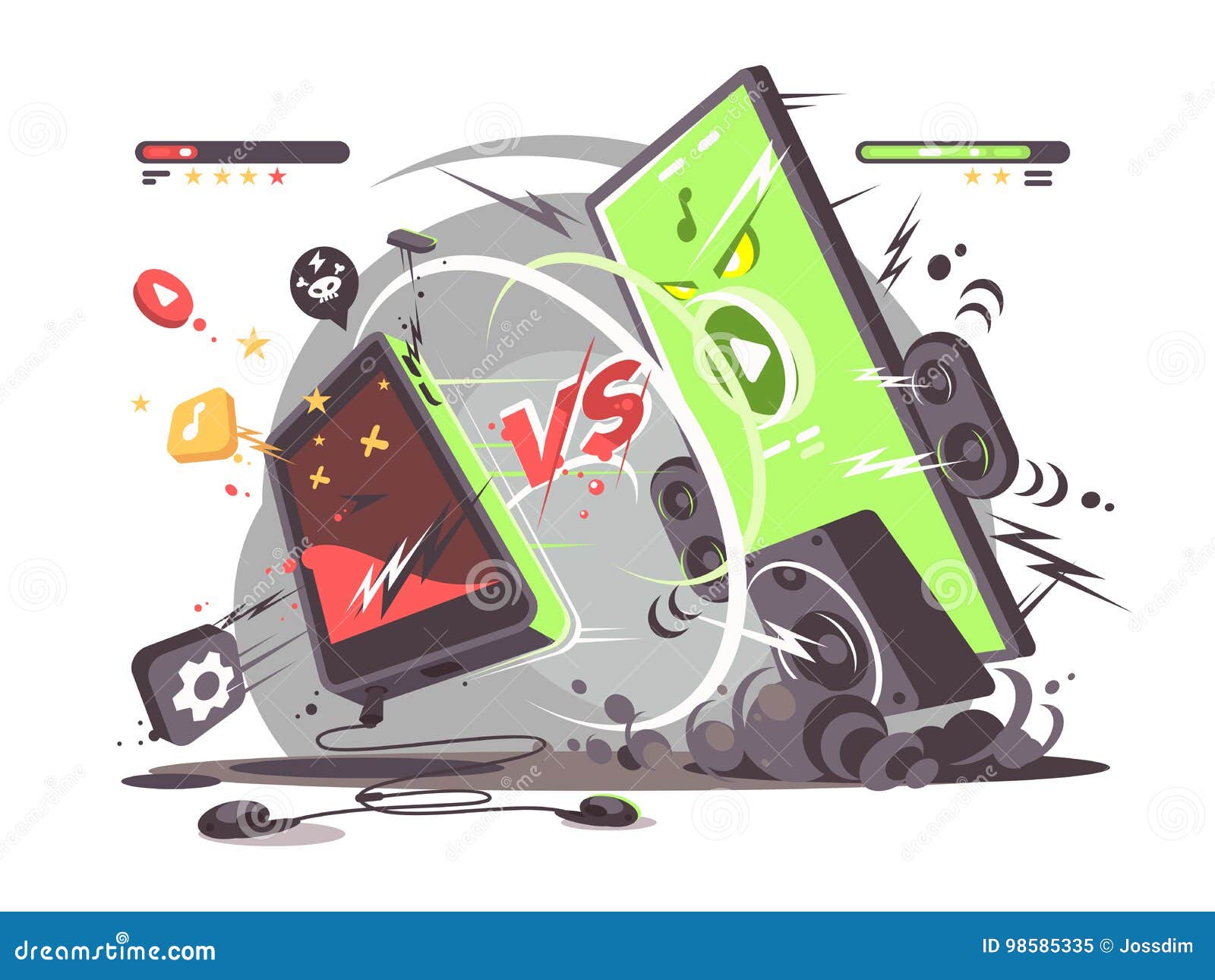 Battle of smartphones stock vector. Illustration of comic - 98585335
