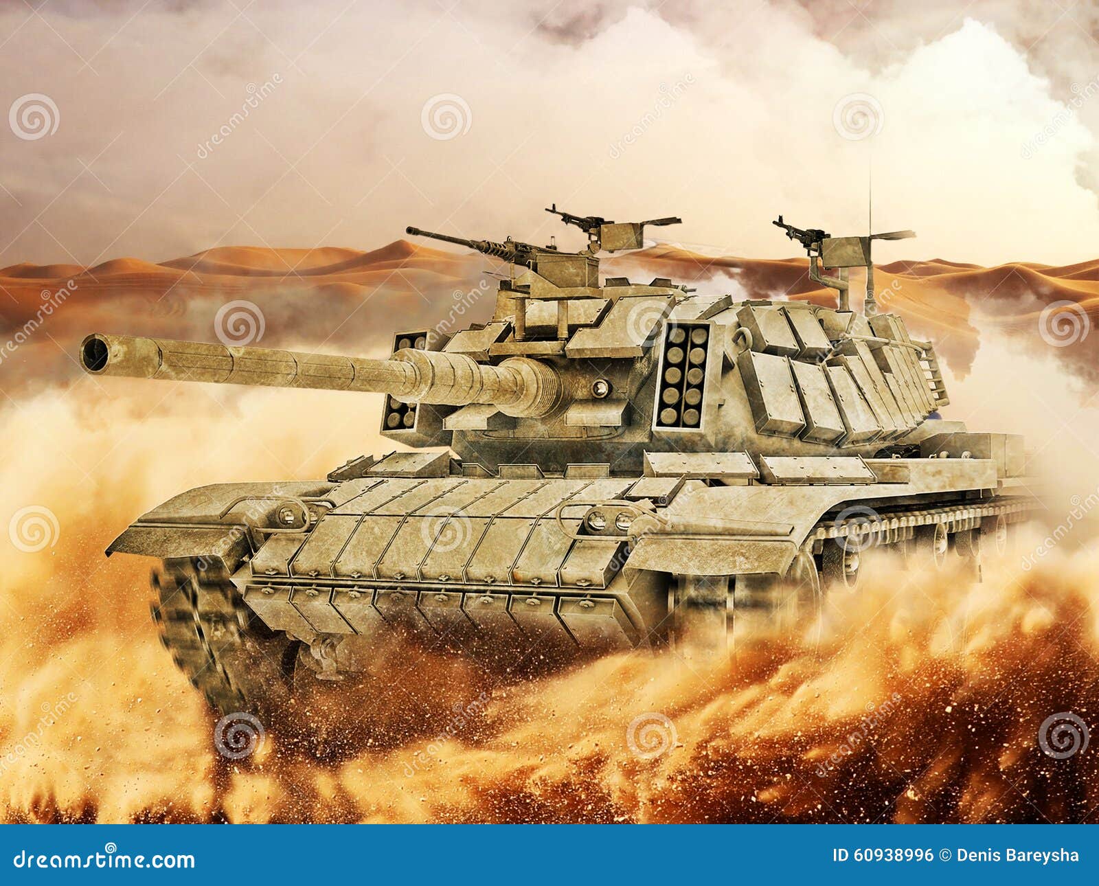 Battle Tank Moves in Desert Stock Photo - Image of army, destruction ...