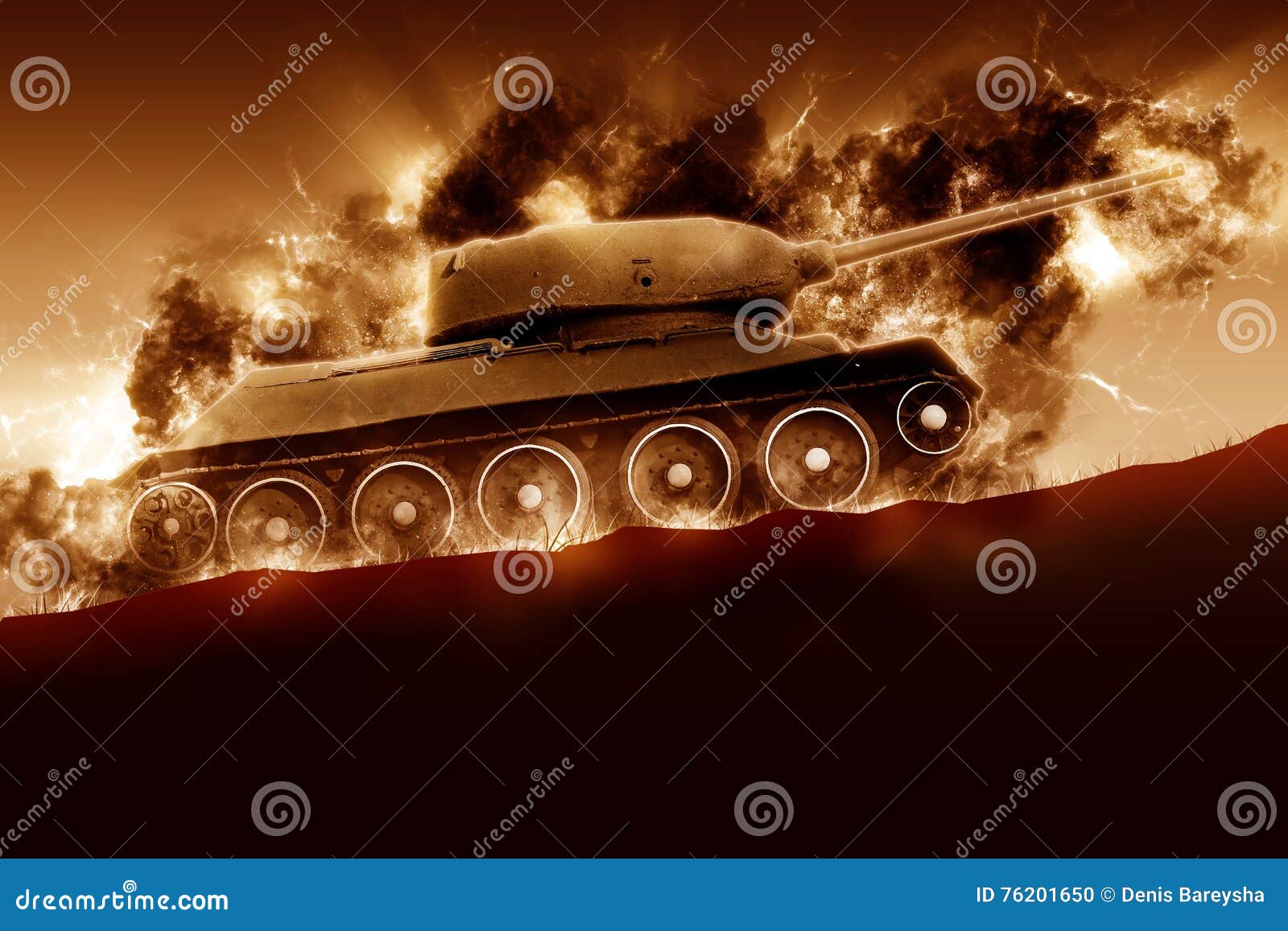 Battle Tank is Moving in the Mountain at Sunset Stock Photo - Image of ...