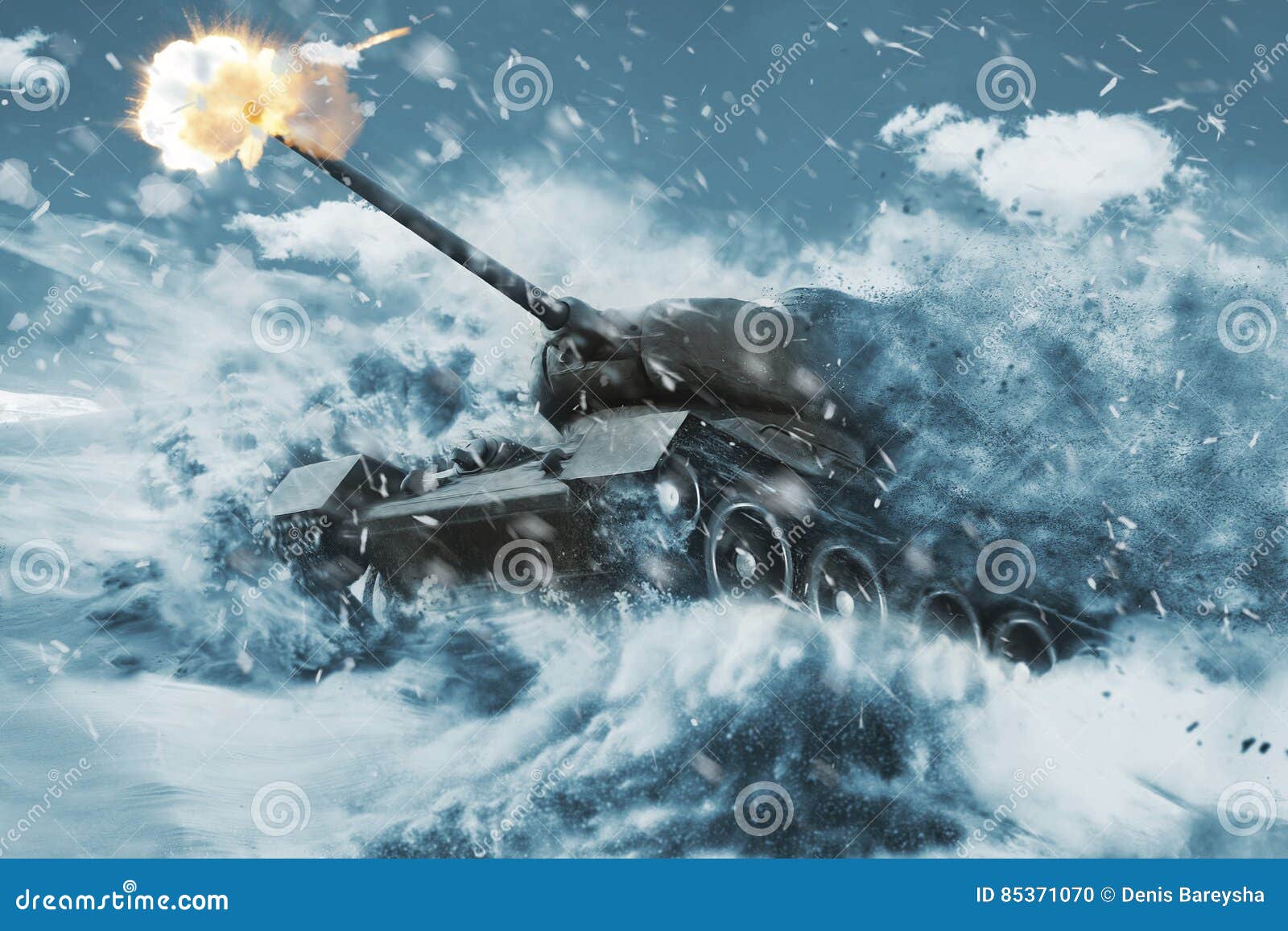 Battle Tank is Moving in the Snow Storm Stock Photo - Image of cannon ...