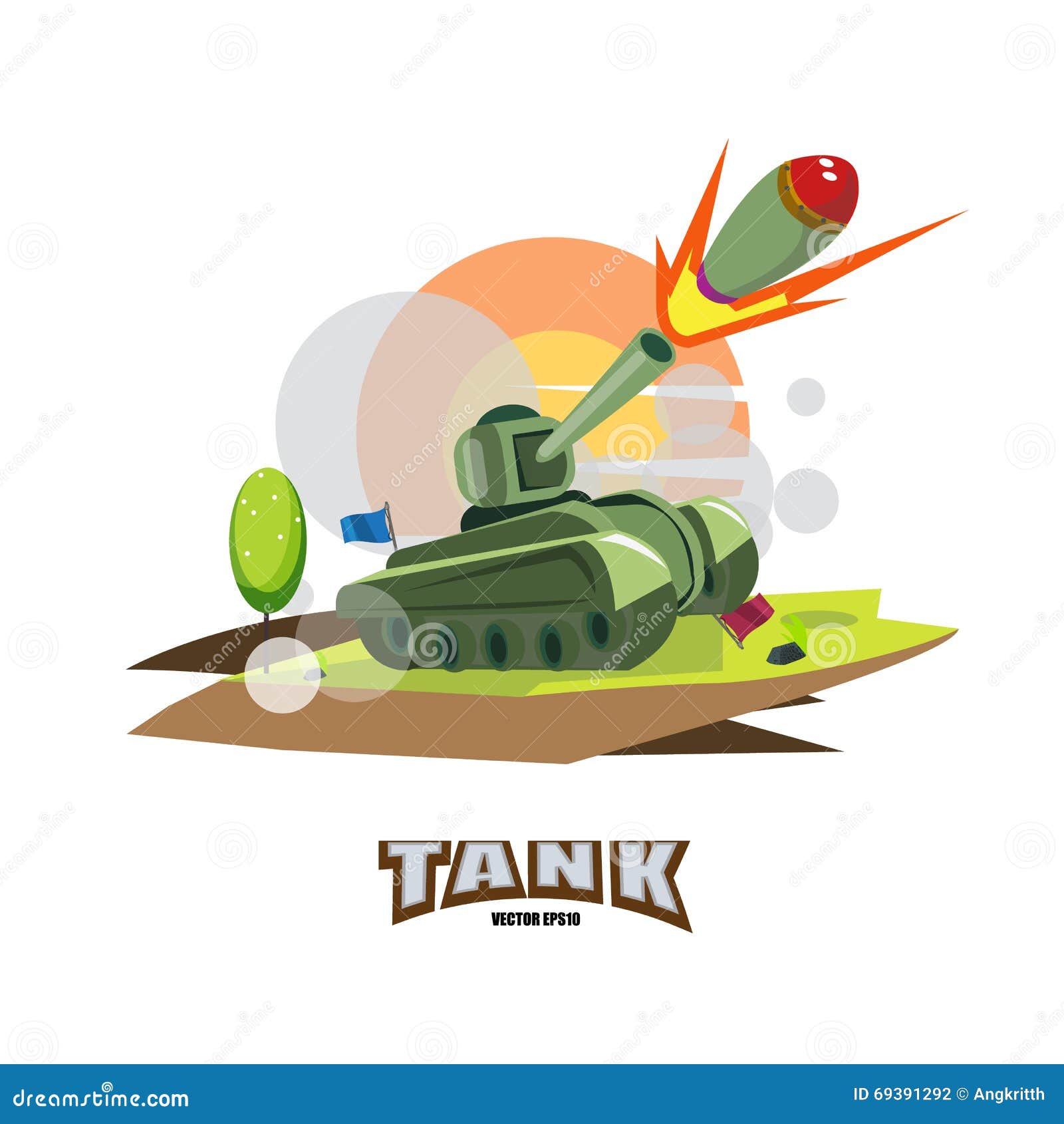 Battle tank with rocket - stock illustration. Illustration of white ...