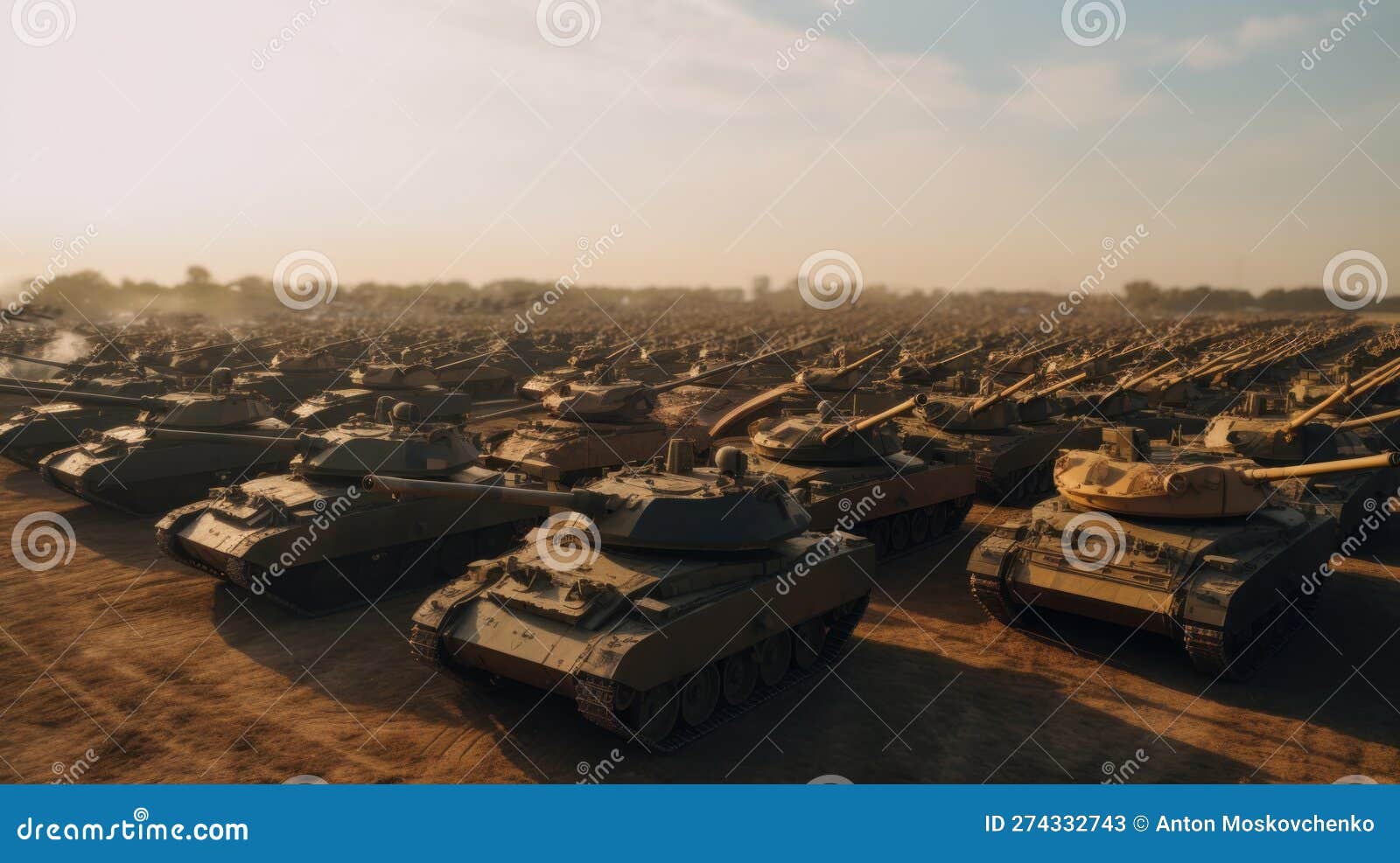 Battle Tanks Stand on a Military Training Area. Stock Illustration ...