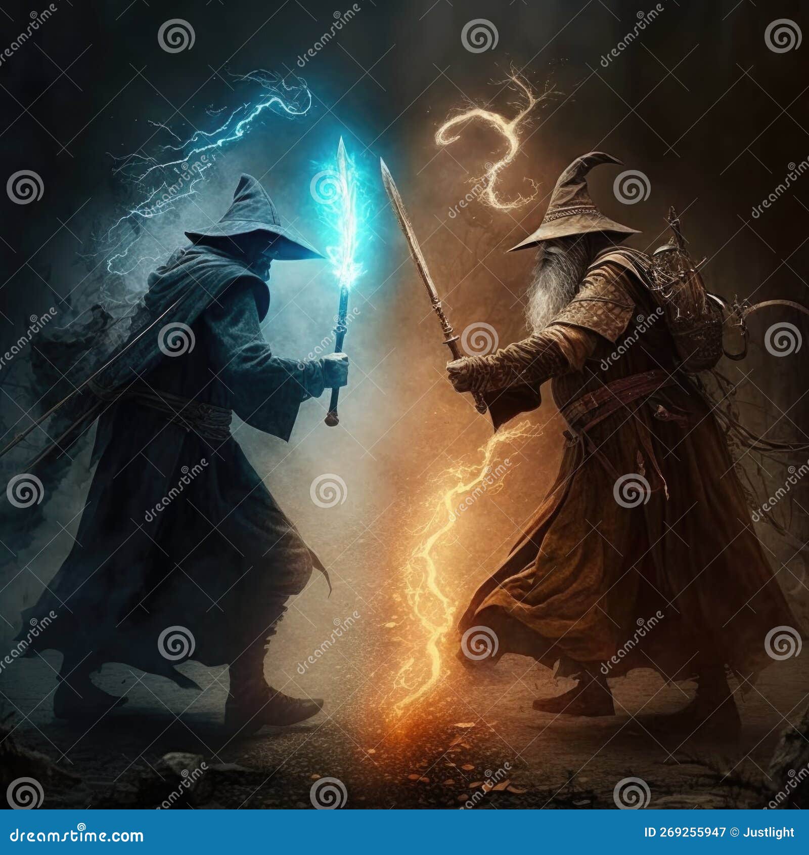 Battle between Two Powerful Wizards Each Wielding Powerful Magic ... Battle between Two Powerful Wizards Each Wielding Powerful Magic ...