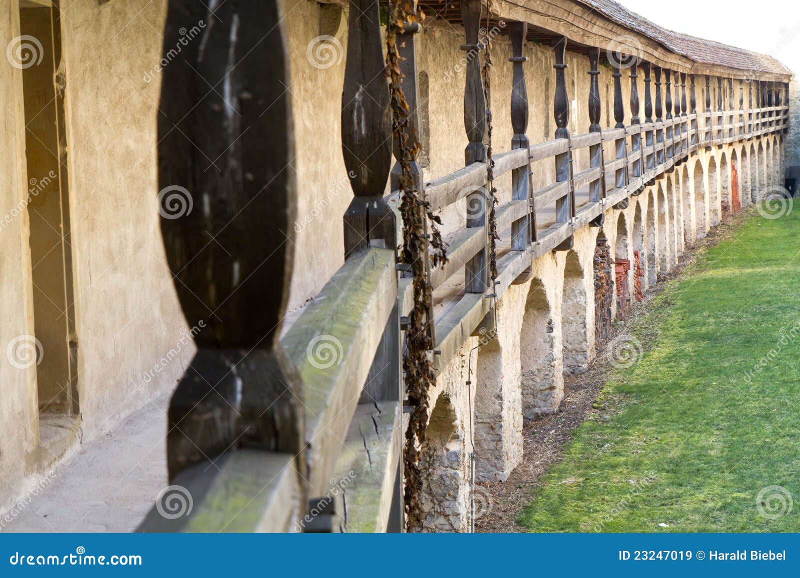 Battlement Walkway Inside Comburg Castle Stock Image - Image of defense ...
