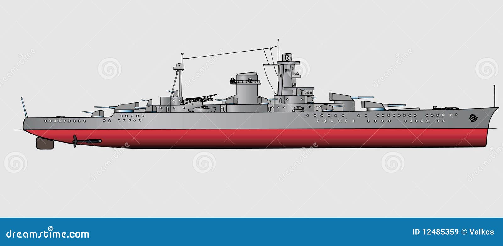 Battleship stock vector. Illustration of antenna, nautical - 12485359
