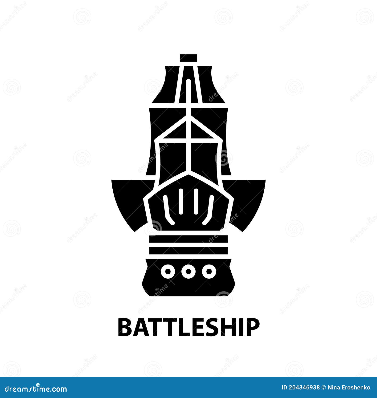 Battleship Icon, Black Vector Sign with Editable Strokes, Concept ...