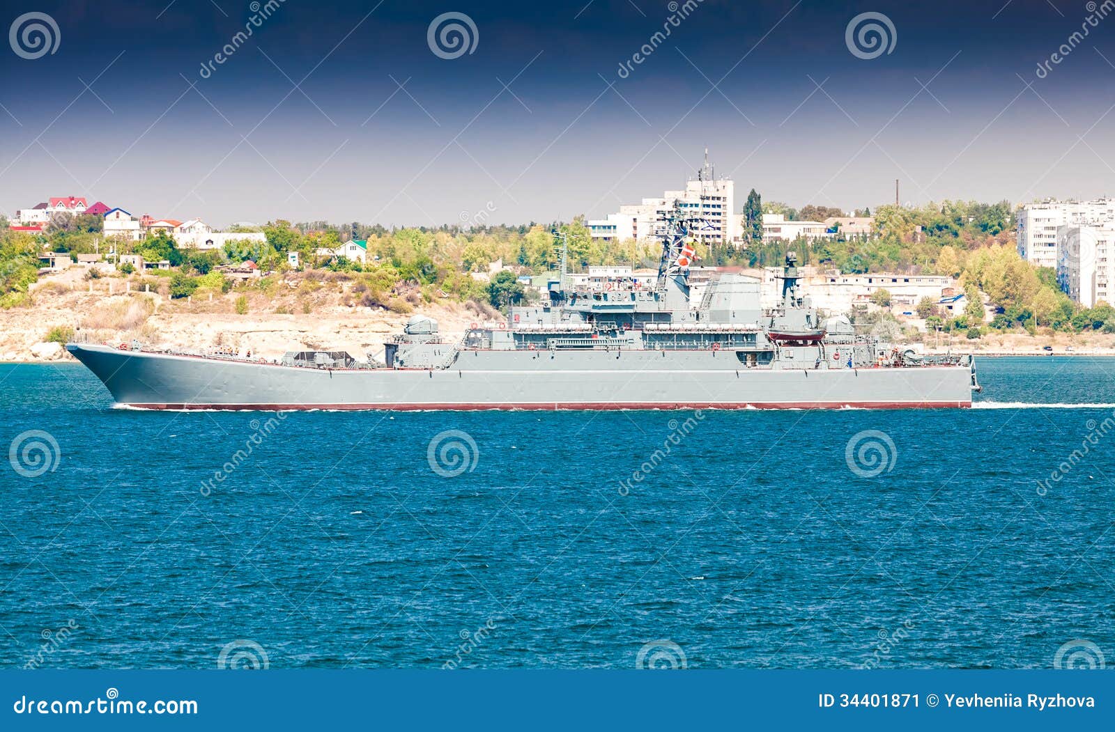 Battleship Sailing from Port Stock Image - Image of atack, naval: 34401871