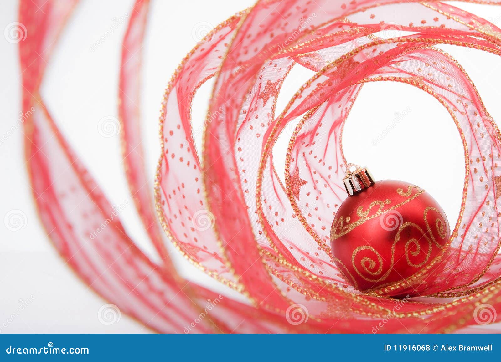 Bauble and Christmas Ribbon Stock Photo - Image of shine, holidays ...