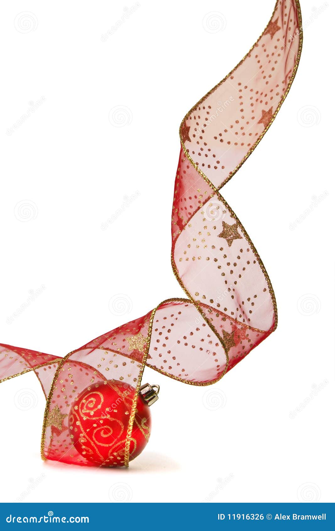 Bauble and Christmas Ribbon Stock Photo - Image of christmas, spiral ...