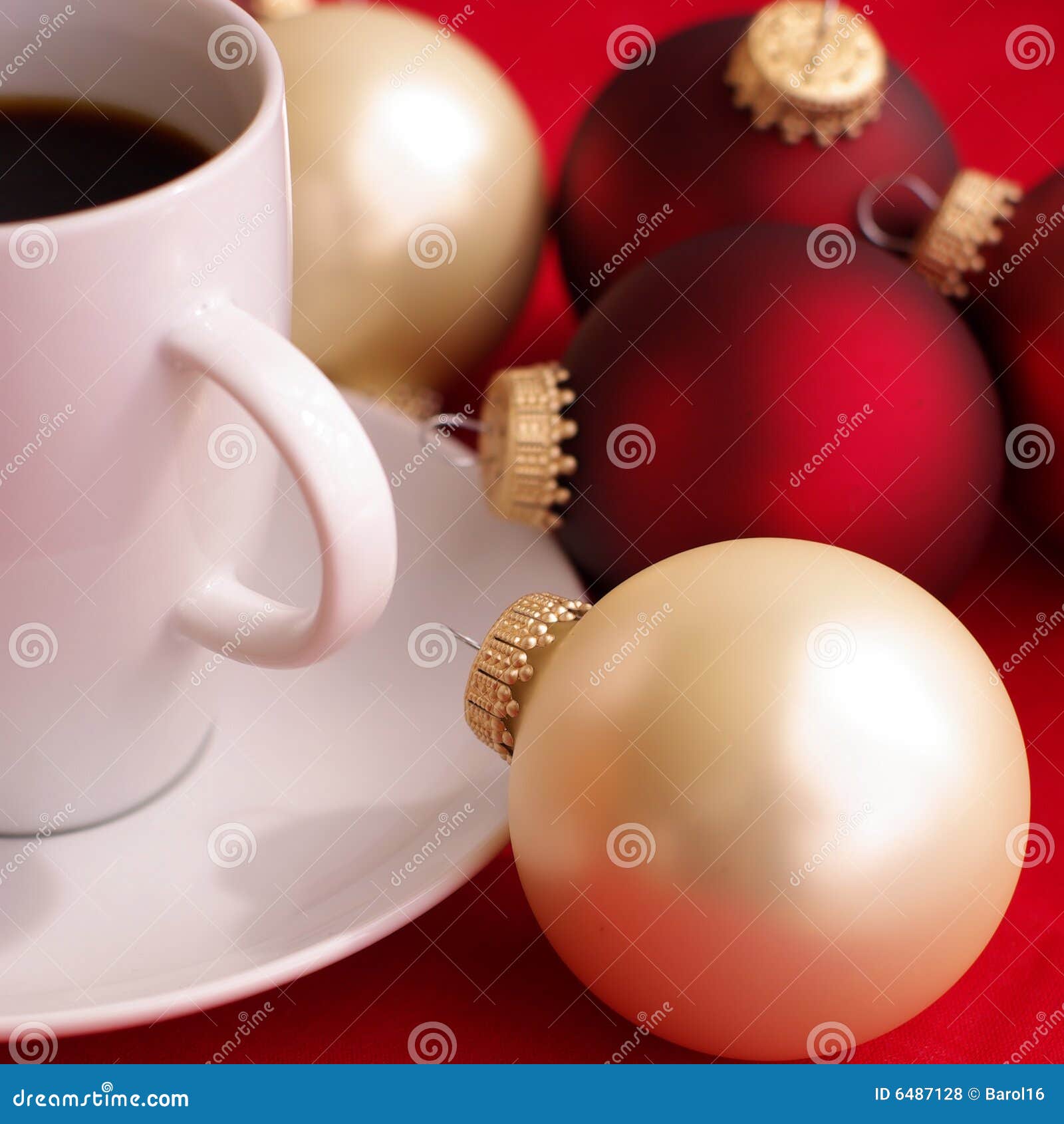 Bauble and cup of coffee stock photo. Image of symbolic - 6487128