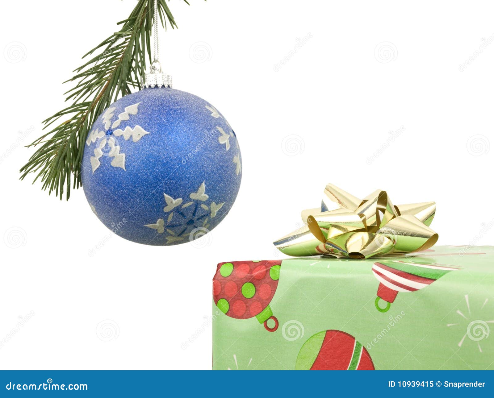 Bauble and present stock image. Image of hanging, decorated - 10939415