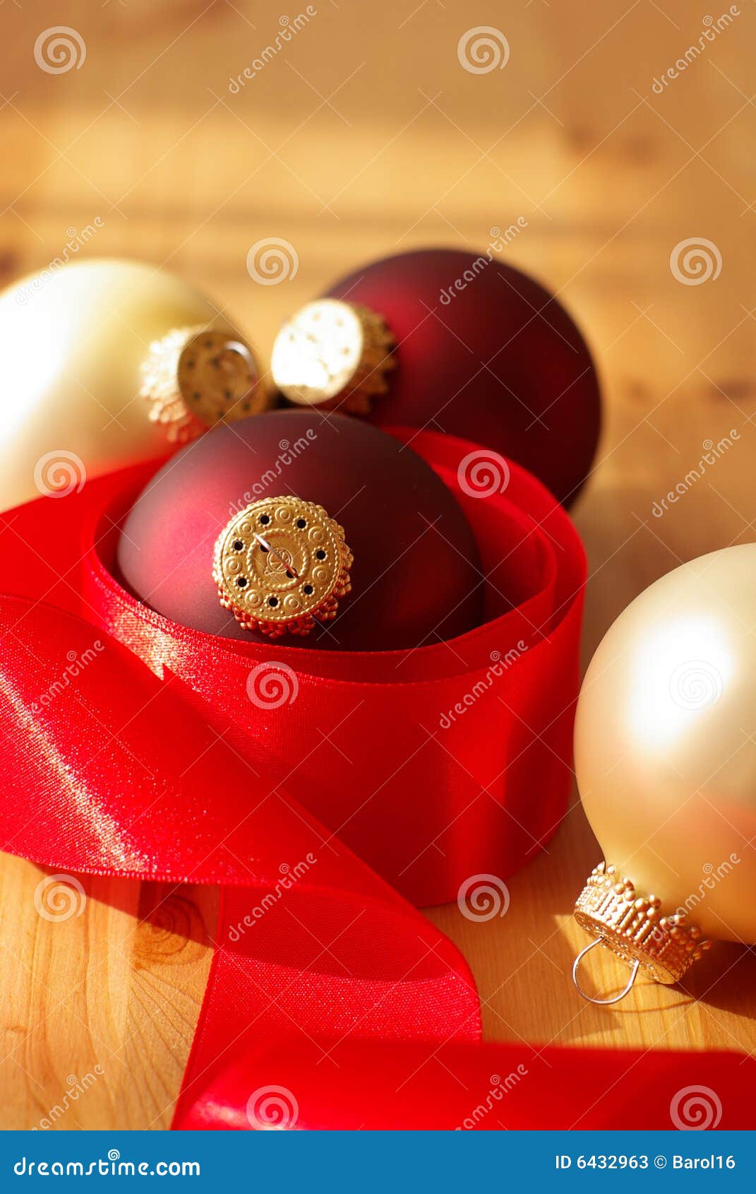 Bauble with red ribbon stock image. Image of christmas - 6432963