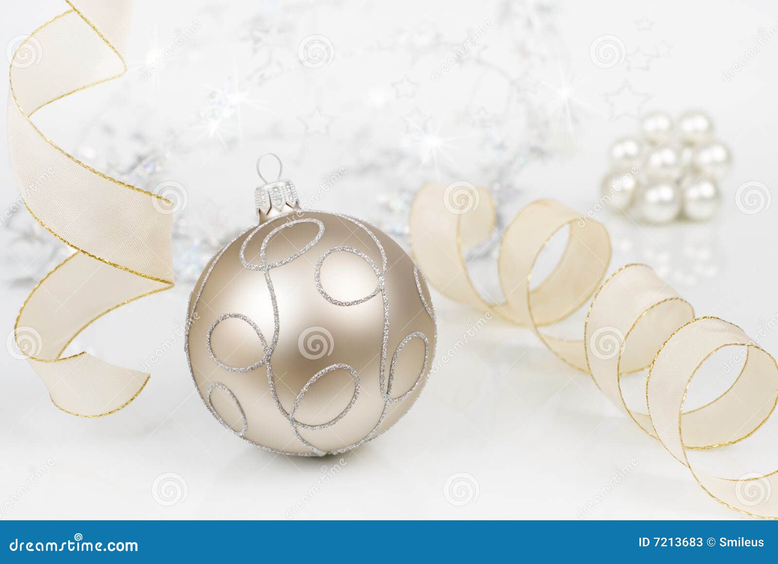 Bauble and ribbon stock image. Image of golden, decoration - 7213683