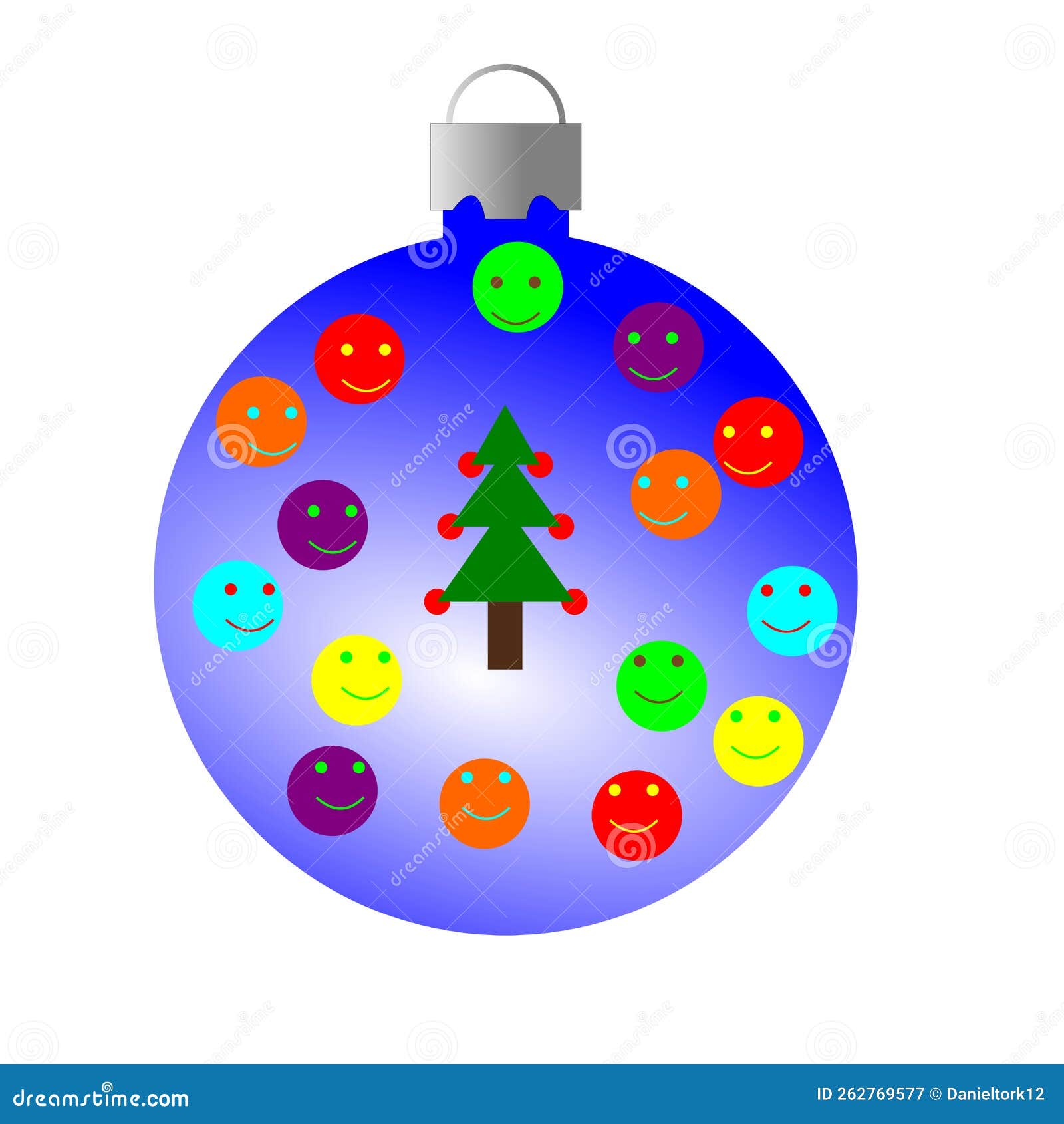 Bauble with Smiley Faces and a Christmas Tree Stock Image ...