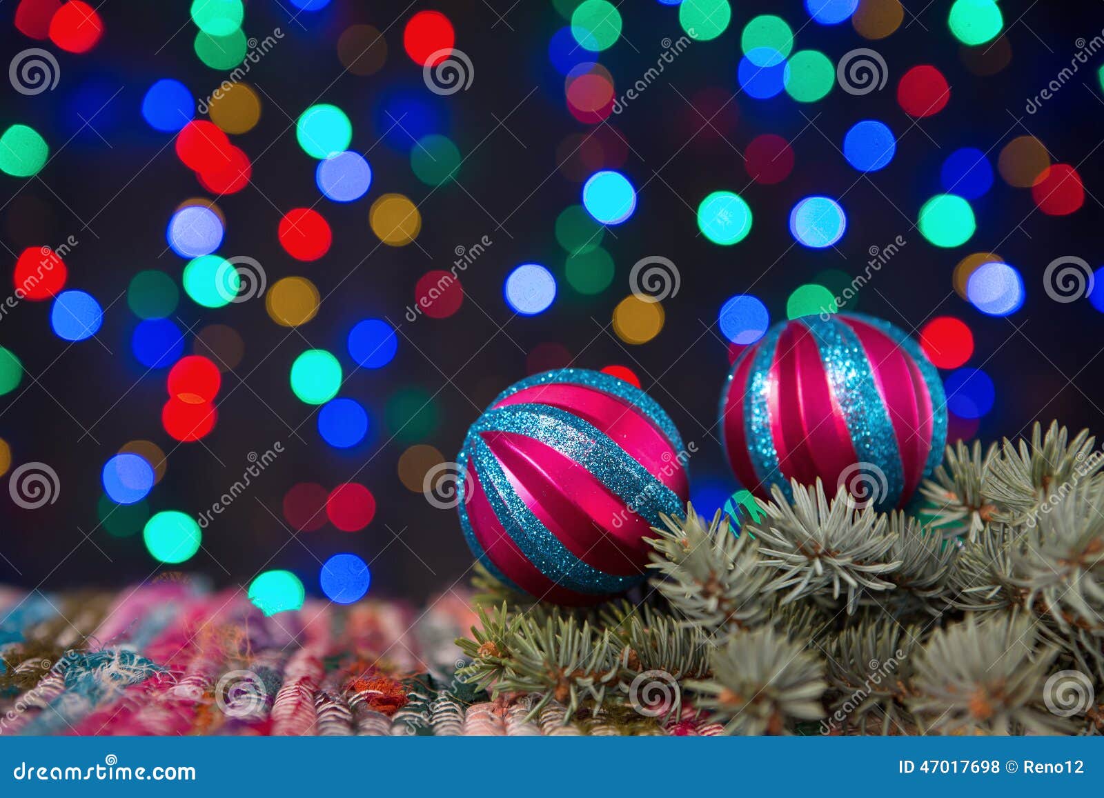 Baubles on Christmas Lights Background Stock Photo - Image of seasonal ...