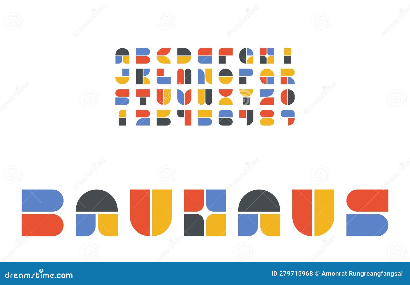 Bauhaus Alphabet Stylized Vector, Geometric Typeface Flat Design Stock Vector - Illustration of ...