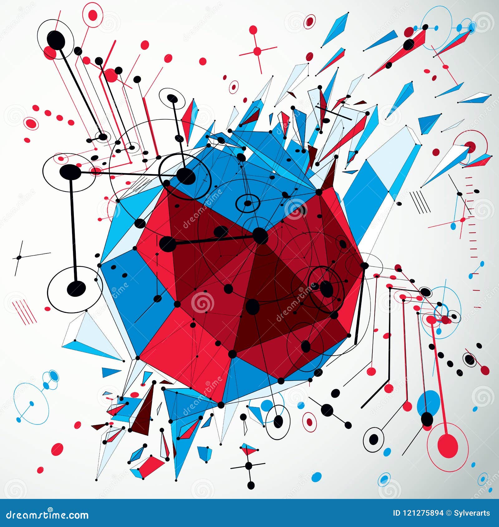 Bauhaus Art 3d Composition with Low Poly Deformed Object, Perspective ...