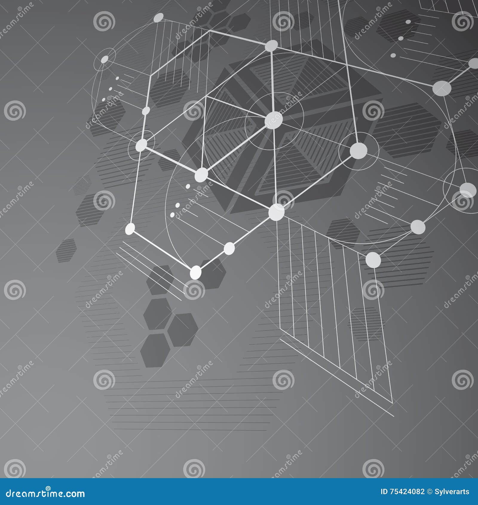 Bauhaus Art Dimensional Composition, Perspective Grayscale Modular ...
