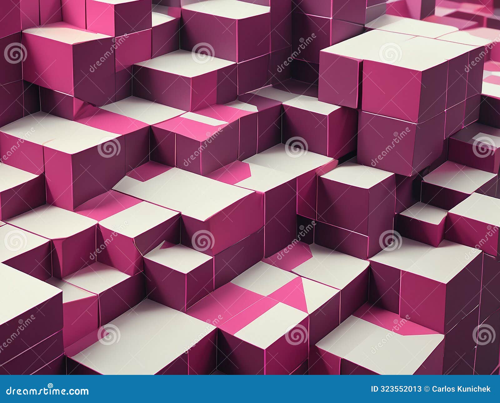 Bauhaus Art Dimensional Composition, Perspective Magenta Modular Vector ...