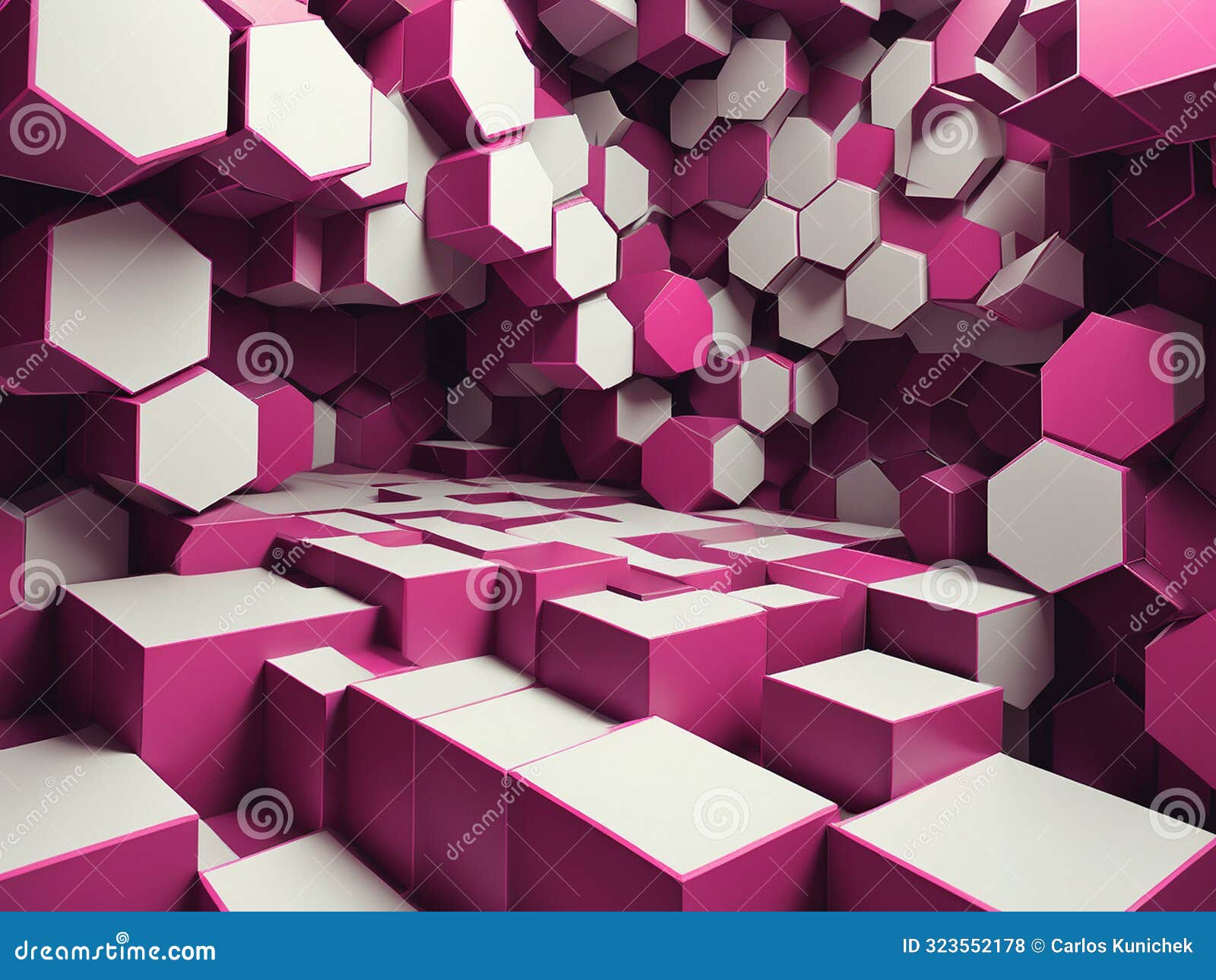 Bauhaus Art Dimensional Composition, Perspective Magenta Modular Vector ...