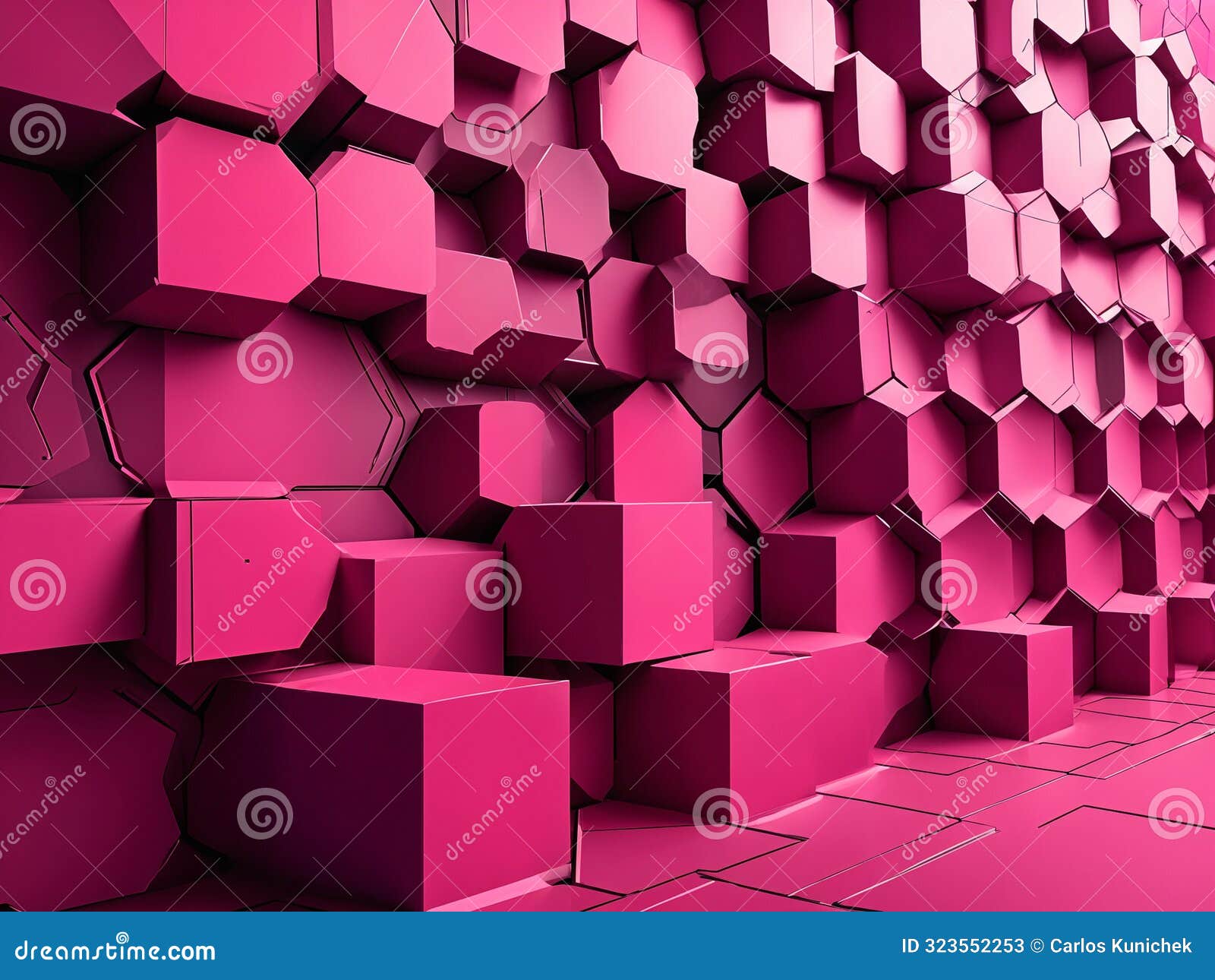 Bauhaus Art Dimensional Composition, Perspective Magenta Modular Vector ...